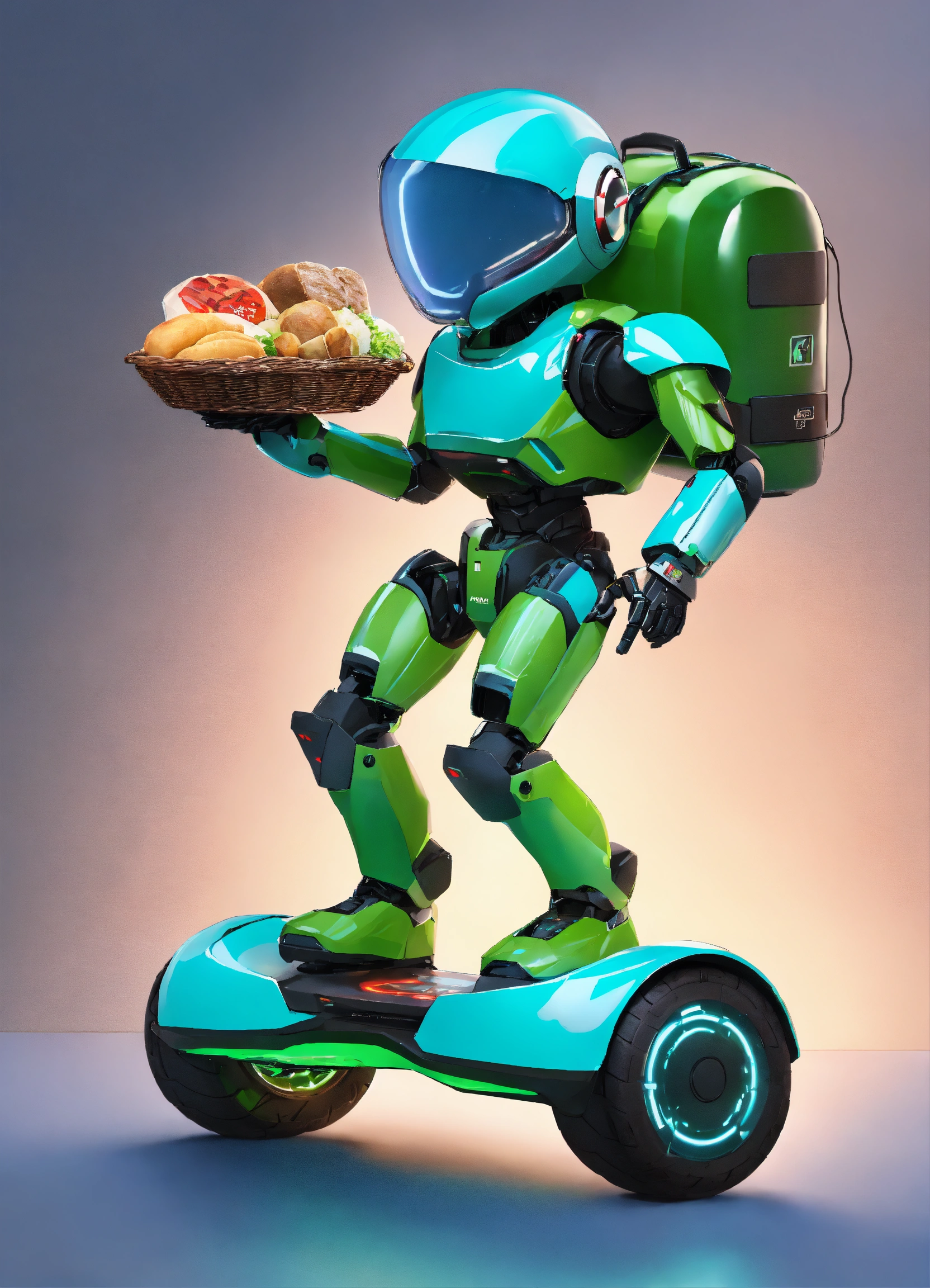 Lexica - A passionate male robot on hoverboard, realistic man face ...