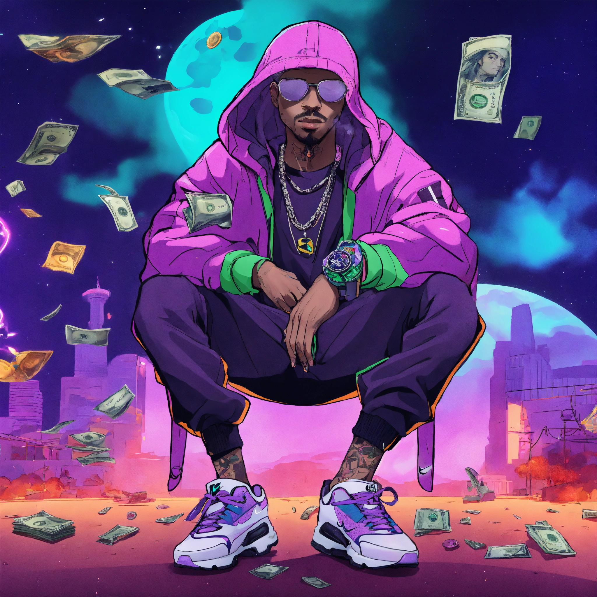 Lexica - Criminal, german rapper, alien face, baggy pants, nike air max ...