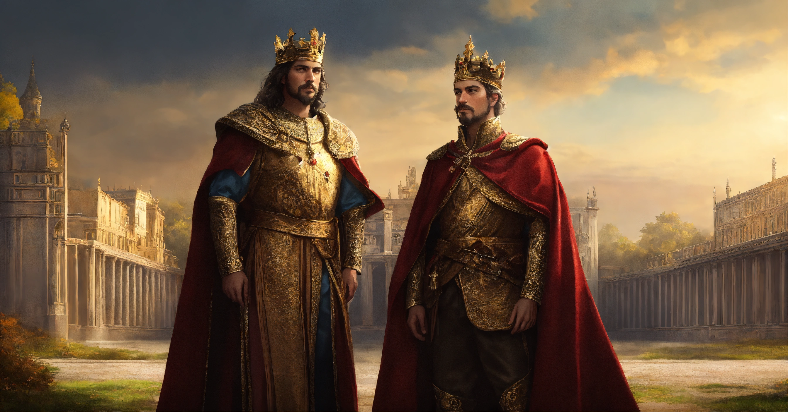 Lexica - Ancient king and prince European, standing up together ...