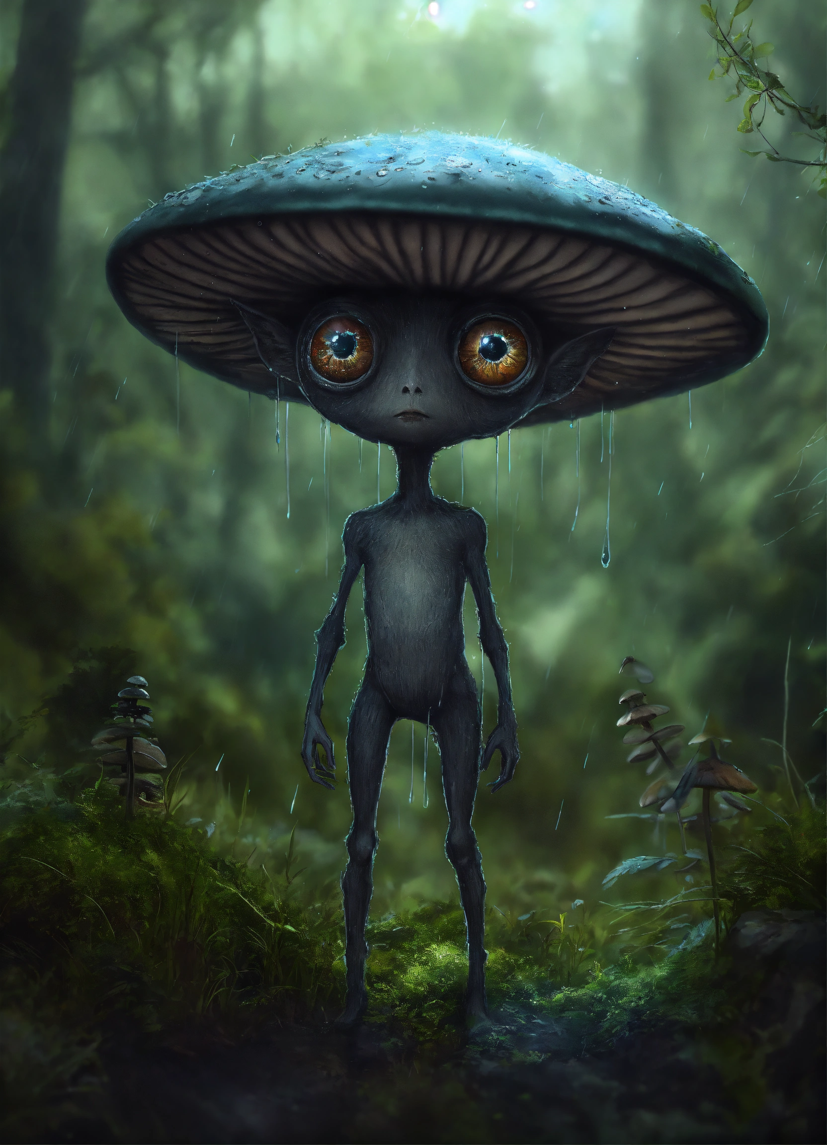 Lexica - A grey alien , big eyes blacks , like a forest dwarf ...