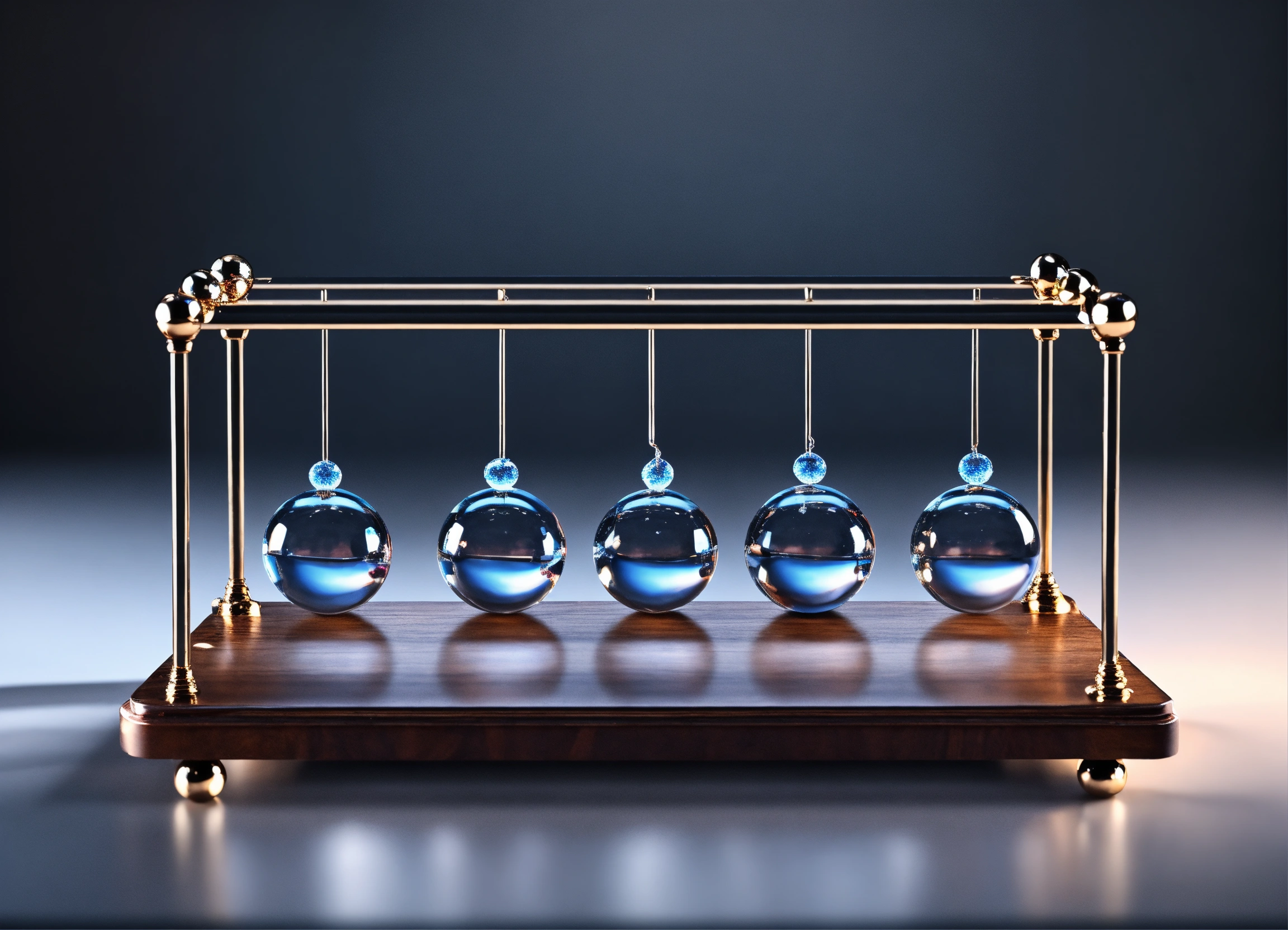 Lexica - Newtons cradle, five crystal clear transparent bouncing balls ...