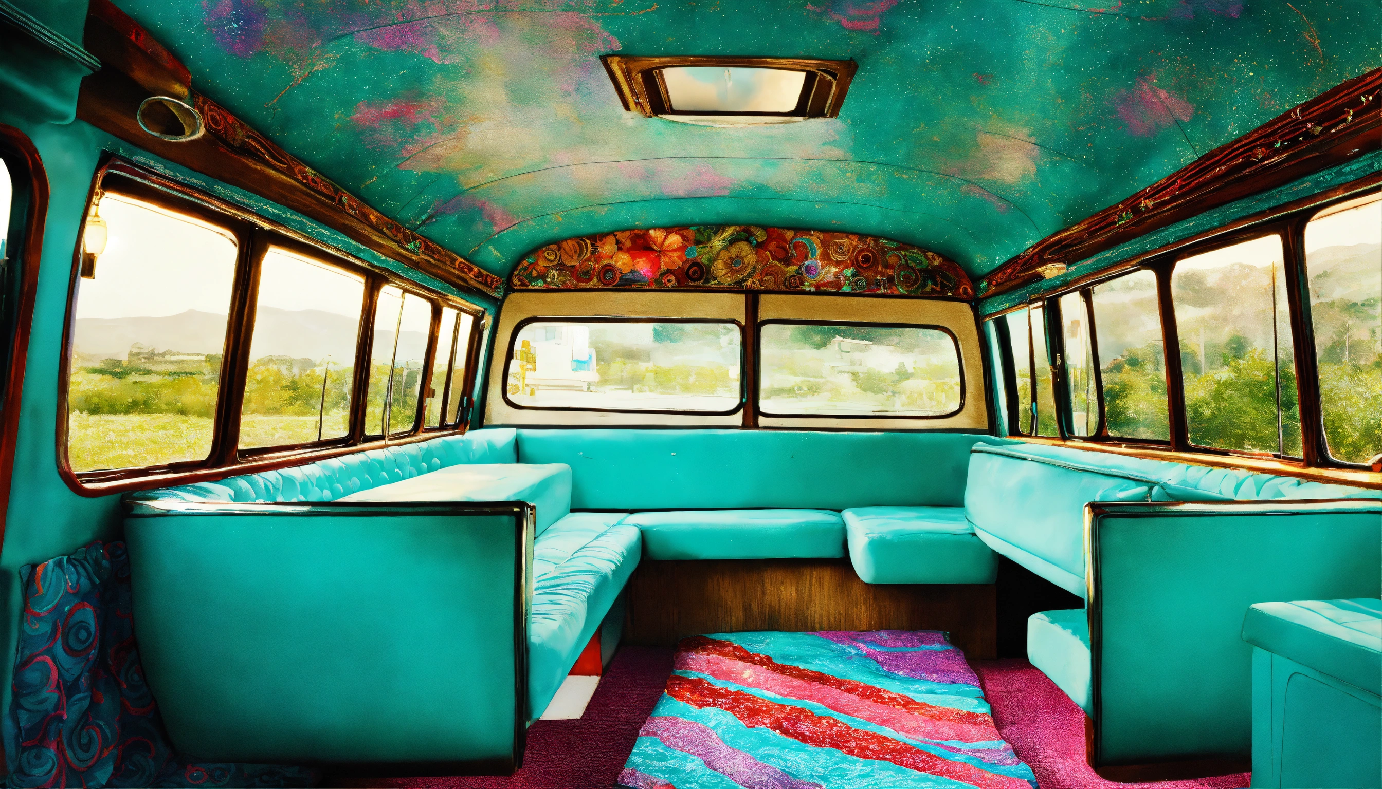 Lexica - Concept art of hyper realistic turquoise Volkswagen bus ...