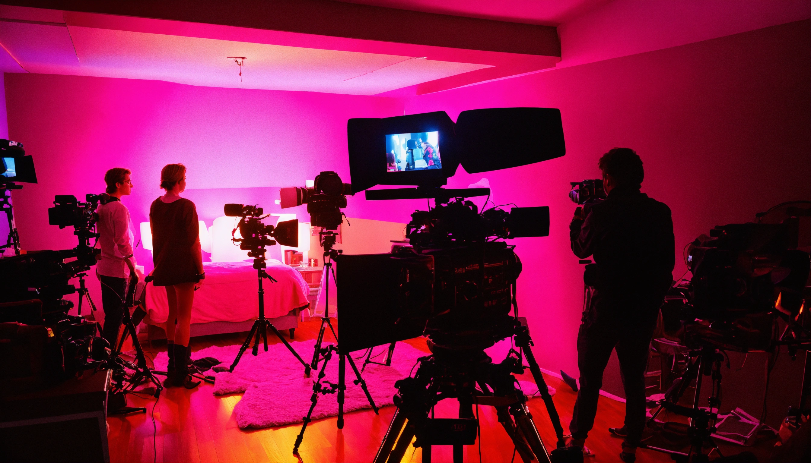 Lexica - Bedroom movie shoot, lights, cameras, movie cameras, film gear ...