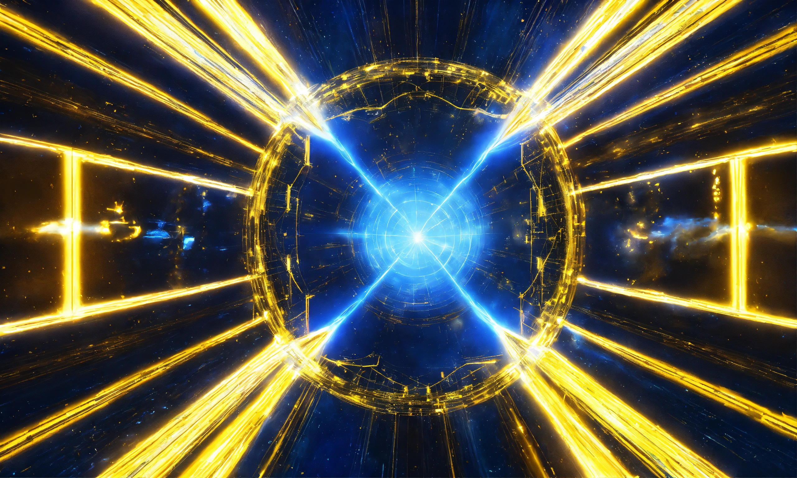 Lexica - Blue and yellow hyperspace with energy trails