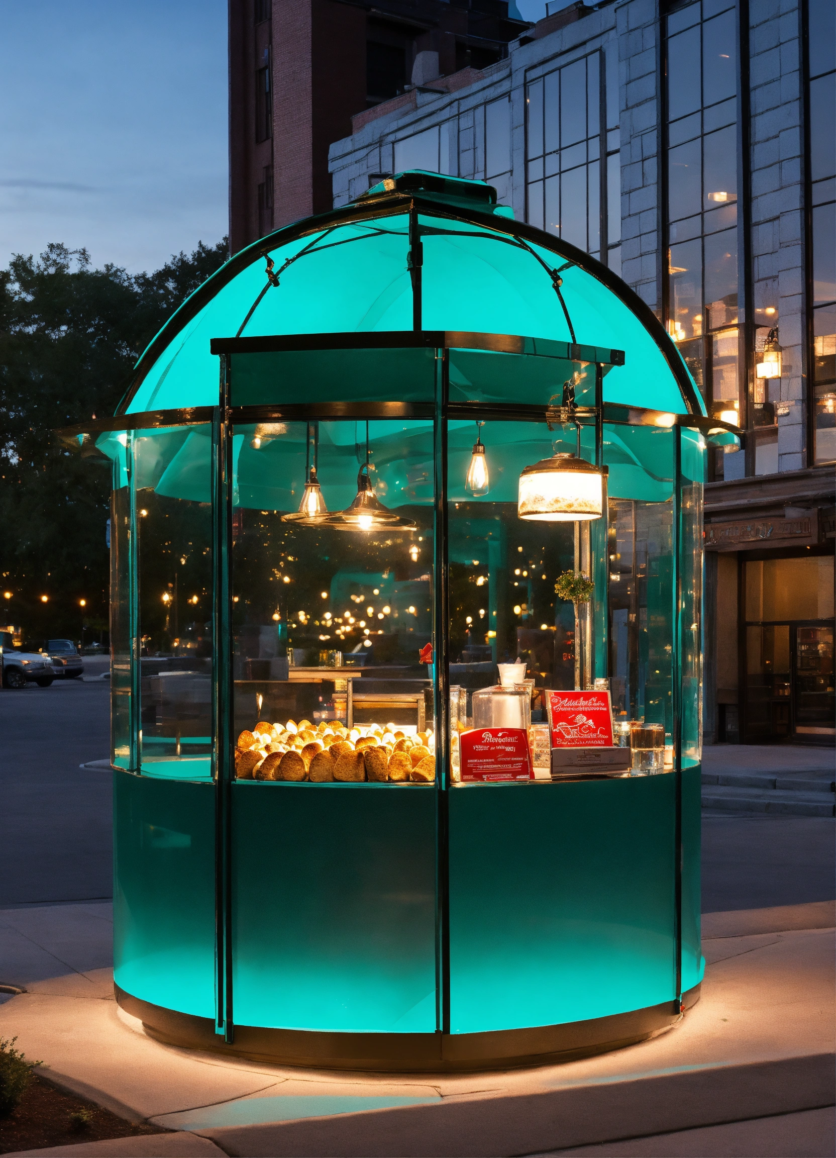 Lexica - Elegant teal glass igloo booth to sell smores outside a ...