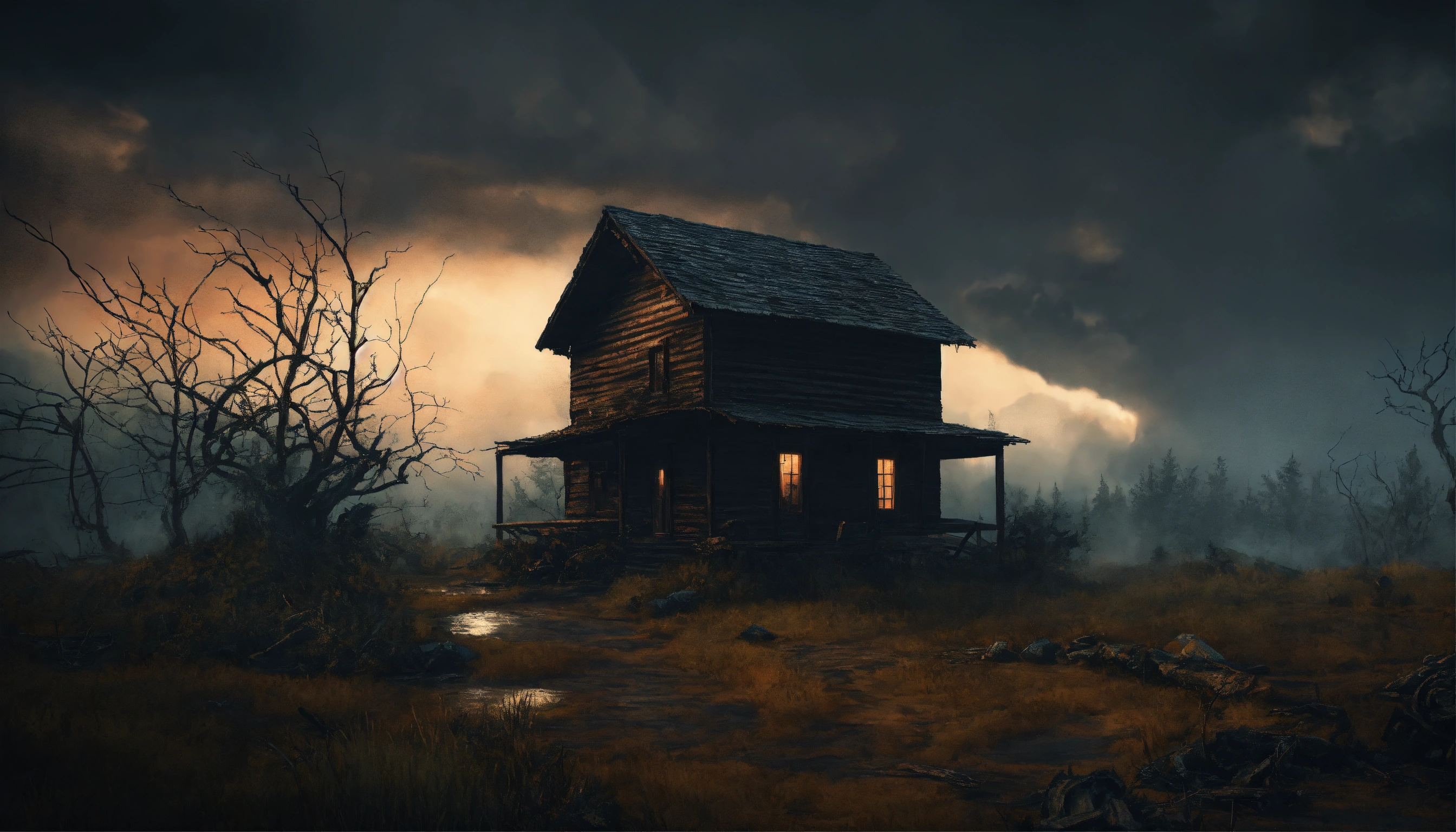 Lexica - NIGHT . DARK NIGHT. wooden house. digital image of a dark and ...