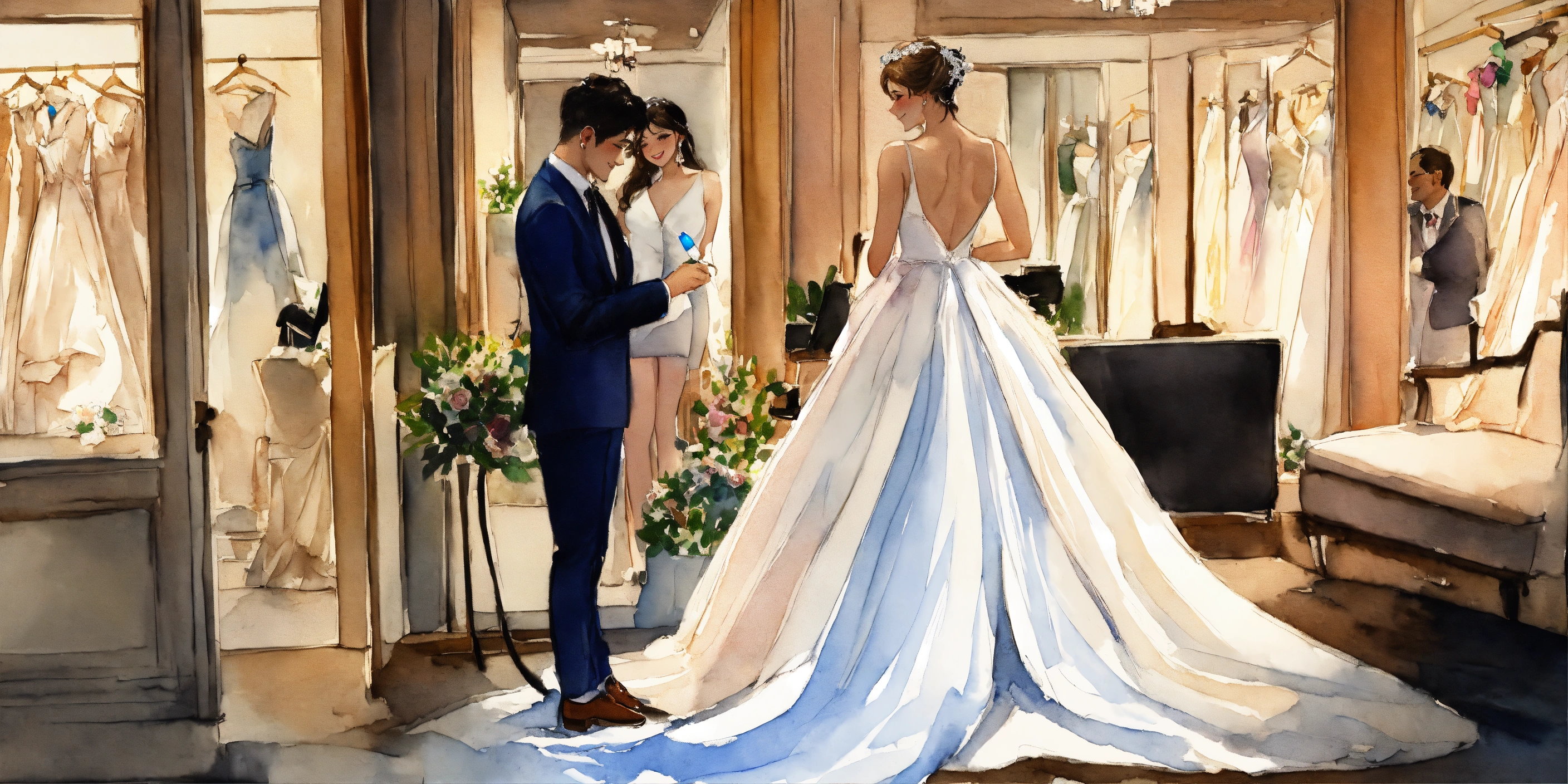 Lexica - The bridal boy, a young man, in NYC, working as a couture ...