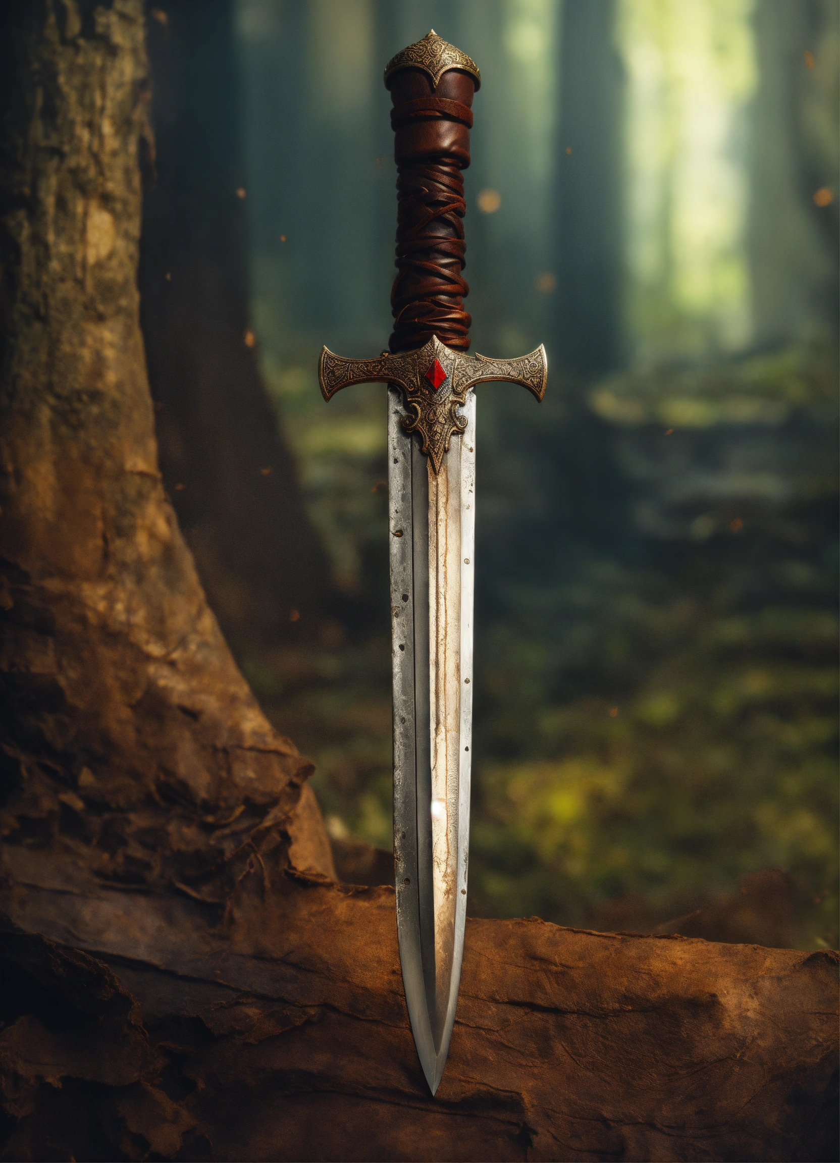 Lexica - Cursed dagger with old leather wrapped around the hilt, the blade is made out of bone