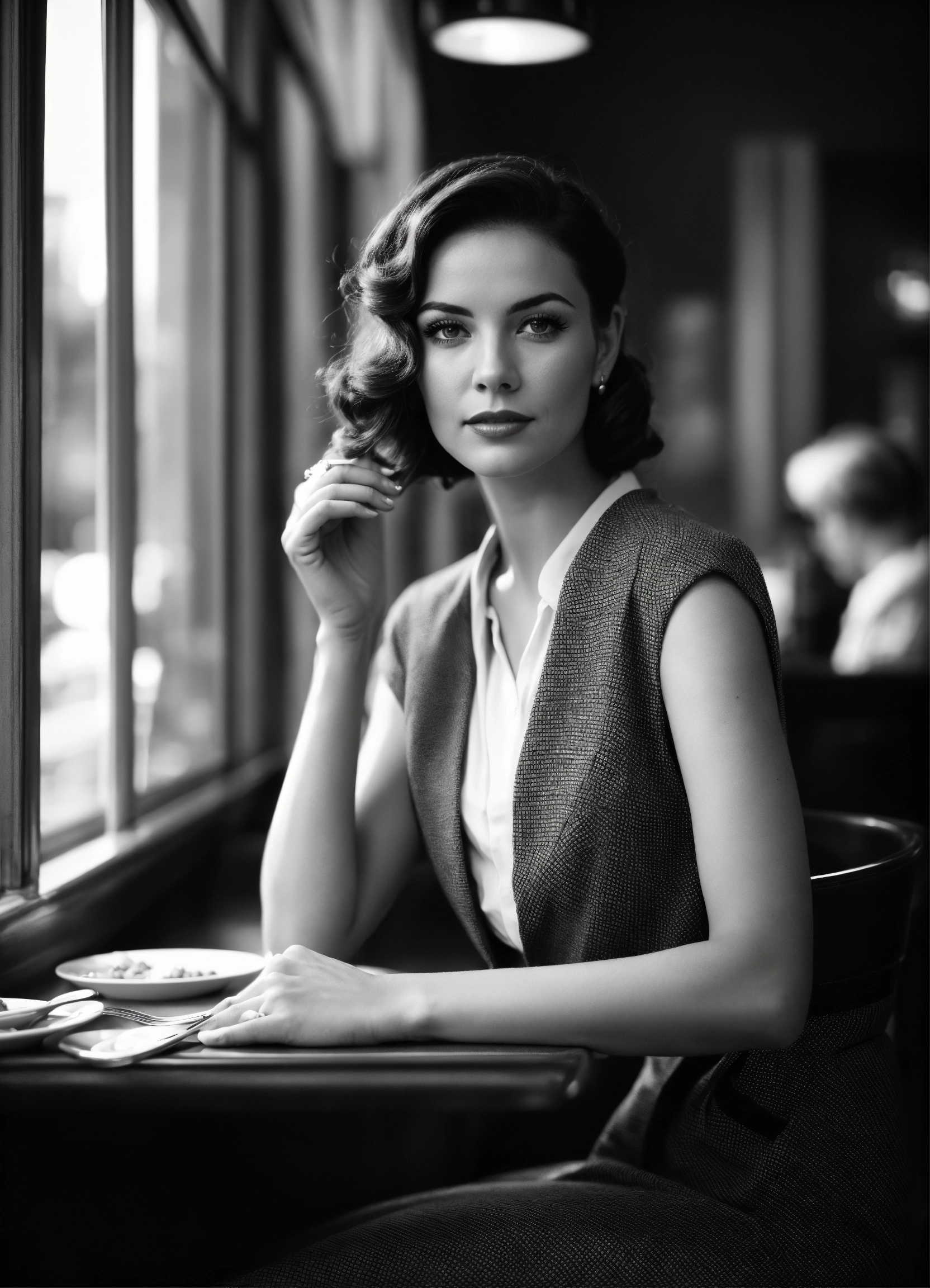Lexica - Black and white photography, beautiful stylish woman, 40s ...