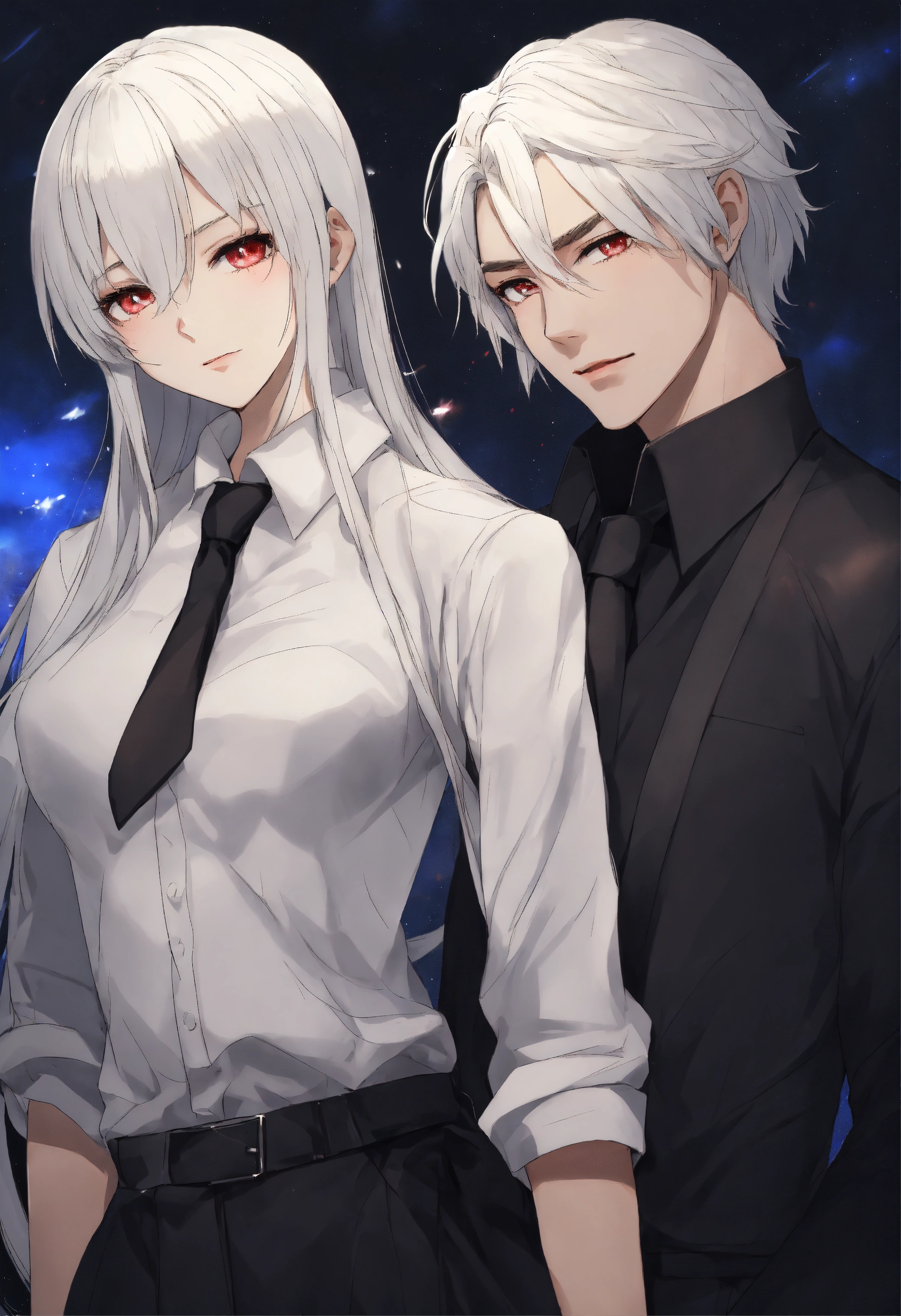 Lexica - Guy and girl 20 years old. twins. The girl has white long ...