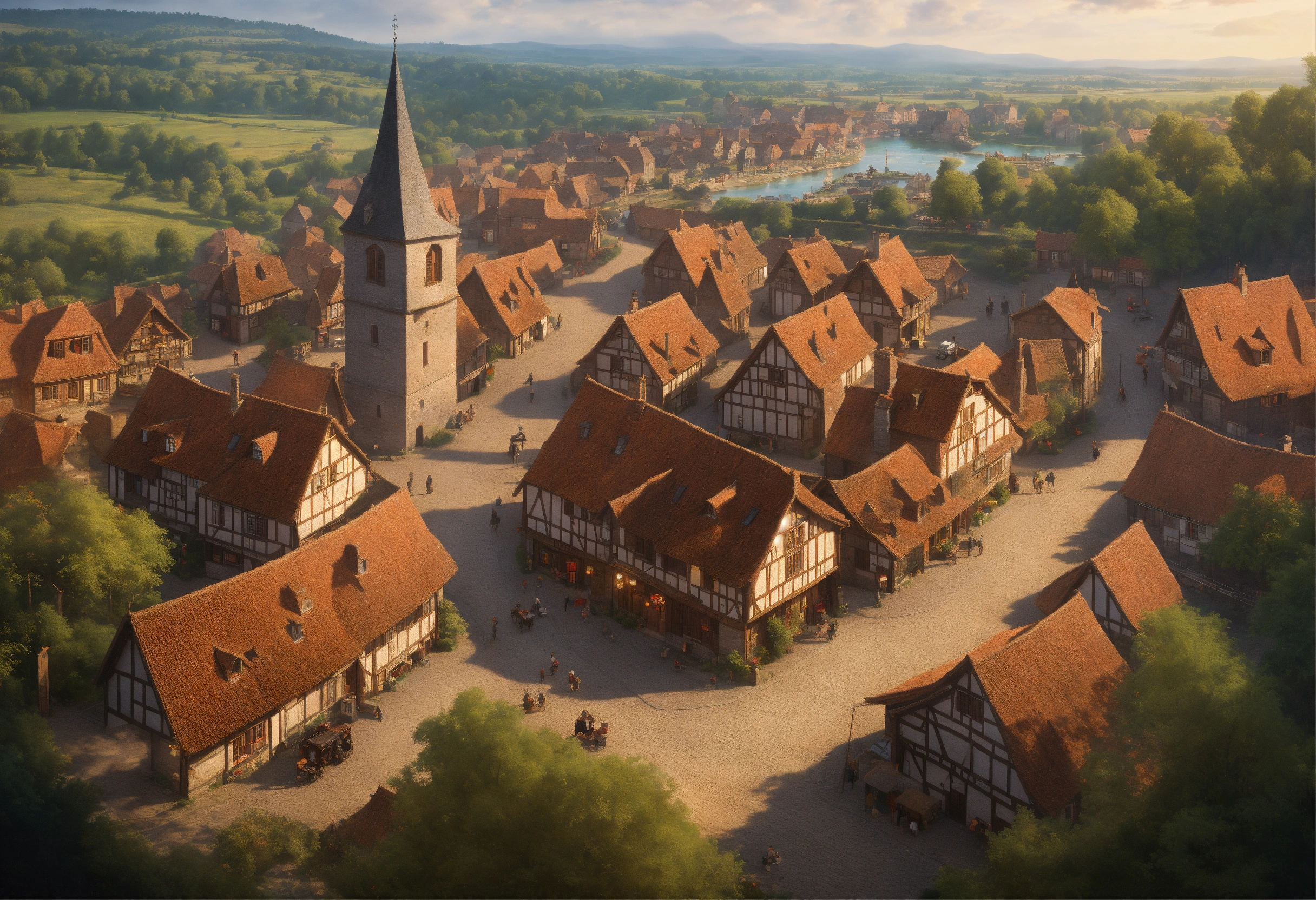 Lexica - Highly realistic, photography, Bird's eye view of a medieval ...