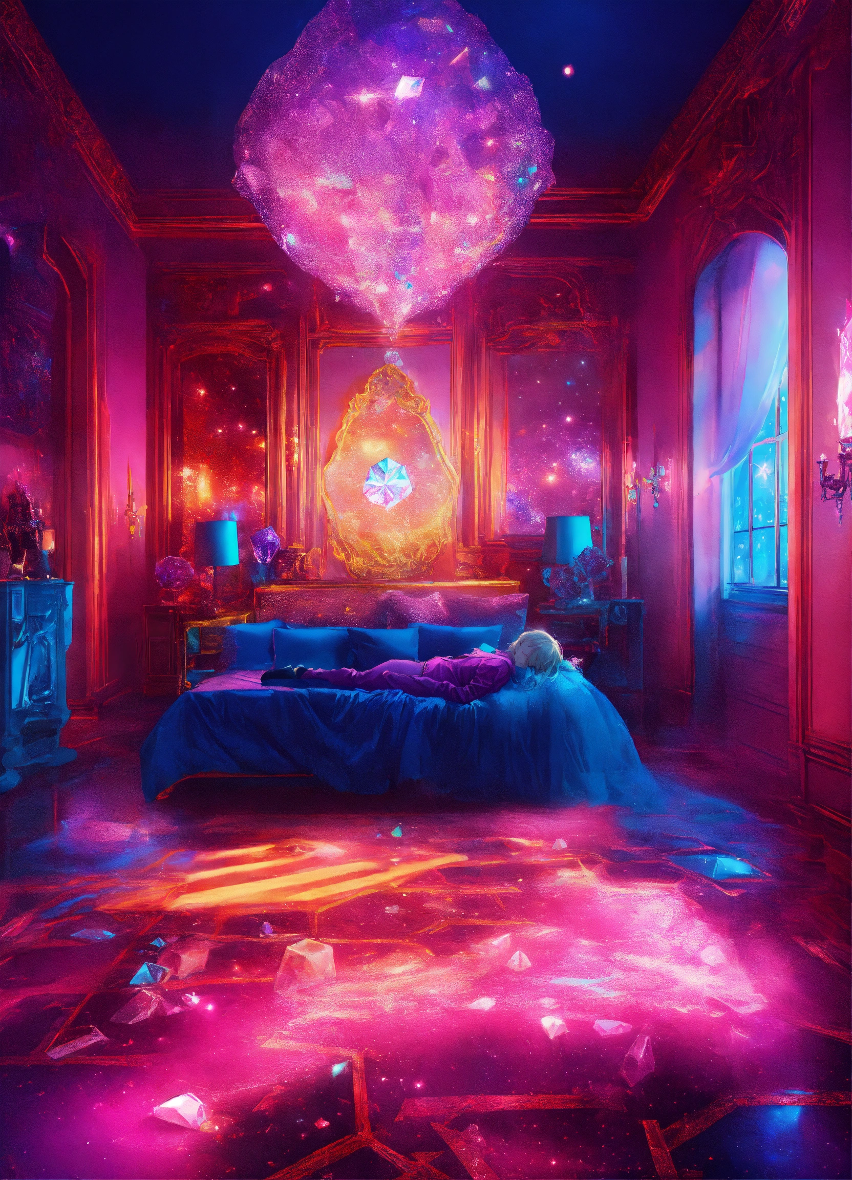 Lexica - A crystal blonde diamond dmt Cinderella sleeping in a DMT ...