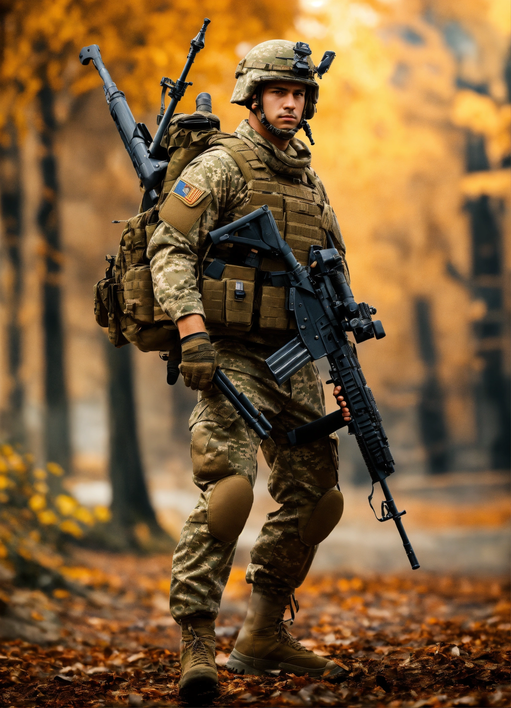 Lexica - A realistic soldier with a soldier full body staff in his hand ...