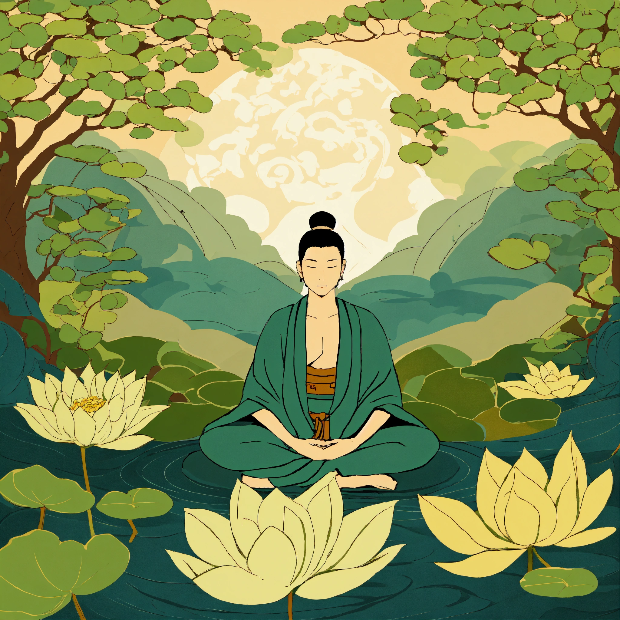 Lexica - A Japanese wave of zen with green vines with green heart ...