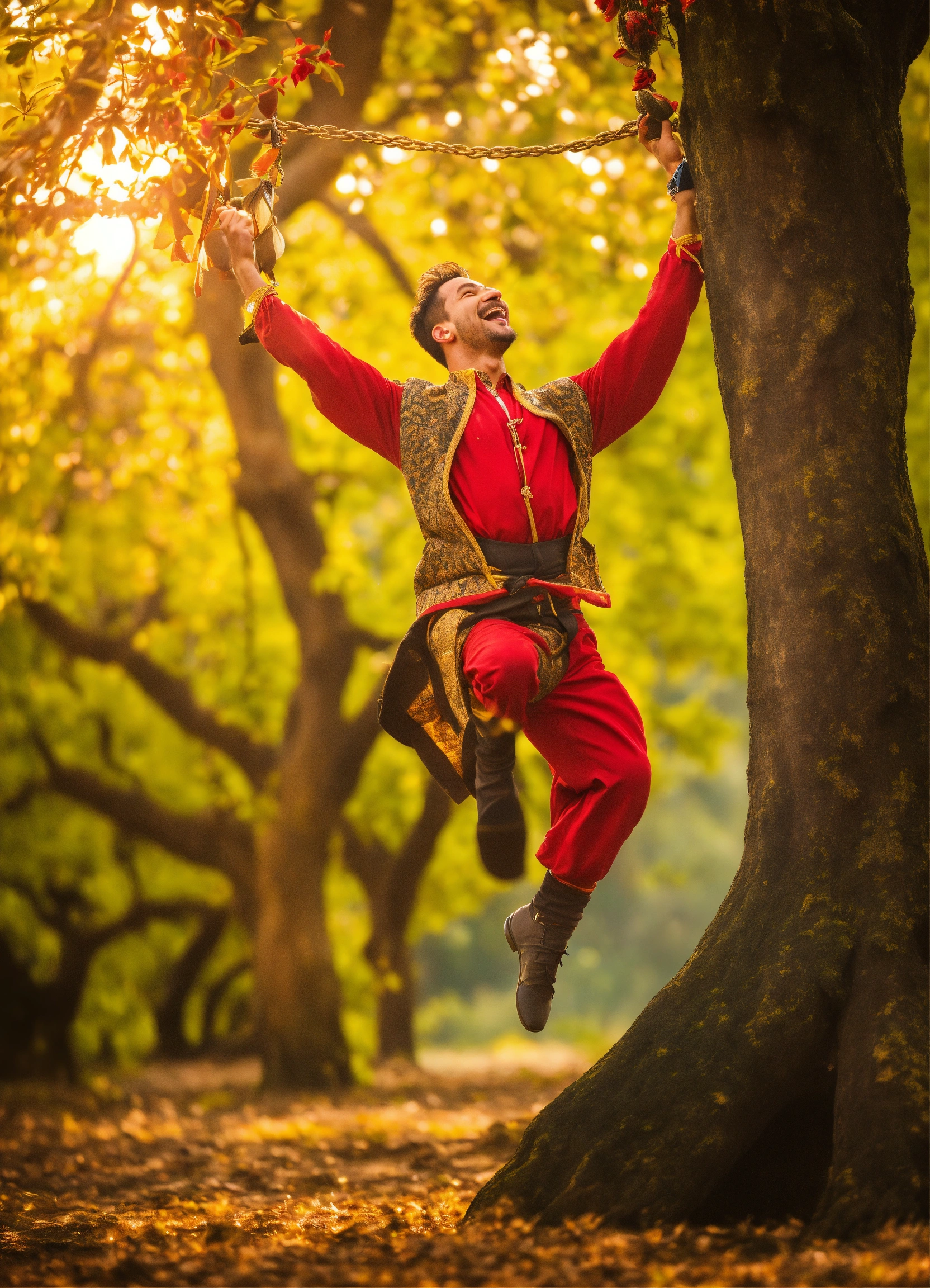 Lexica - "Create an image depicting a joyful man full of life, juggling ...