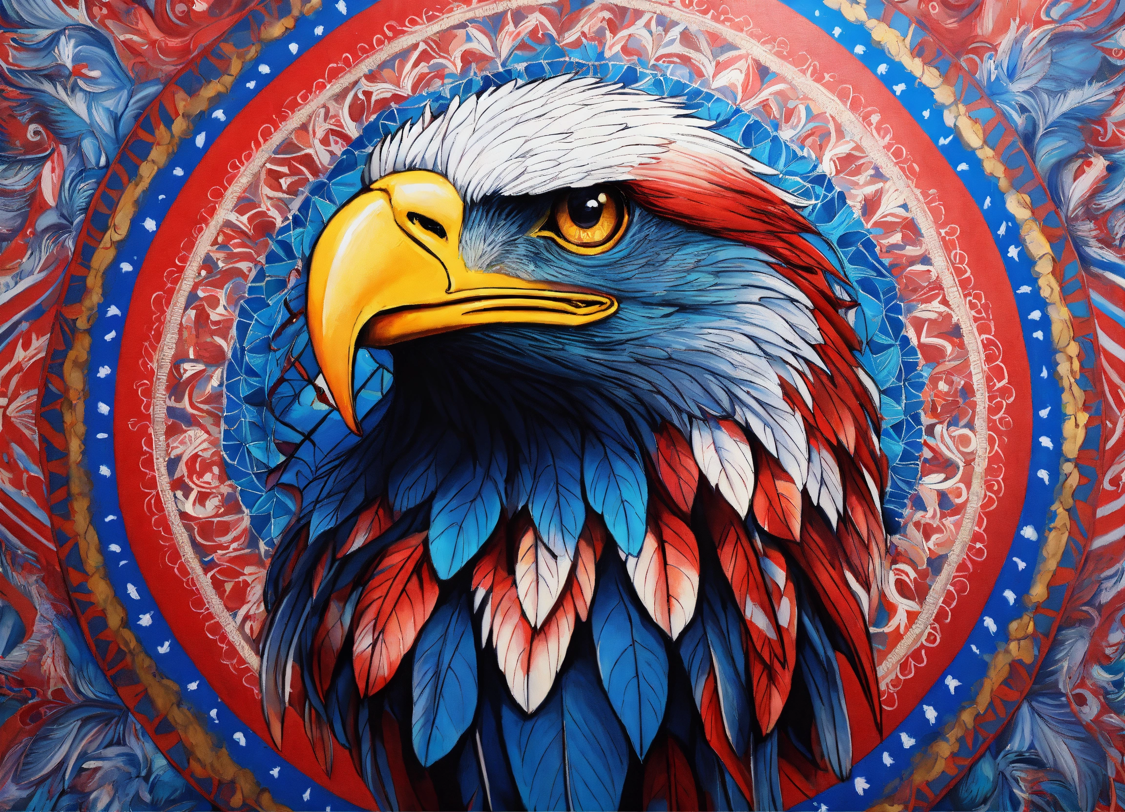 Lexica - Vibrant neo-traditional, a painting of a psychedelic eagle ...