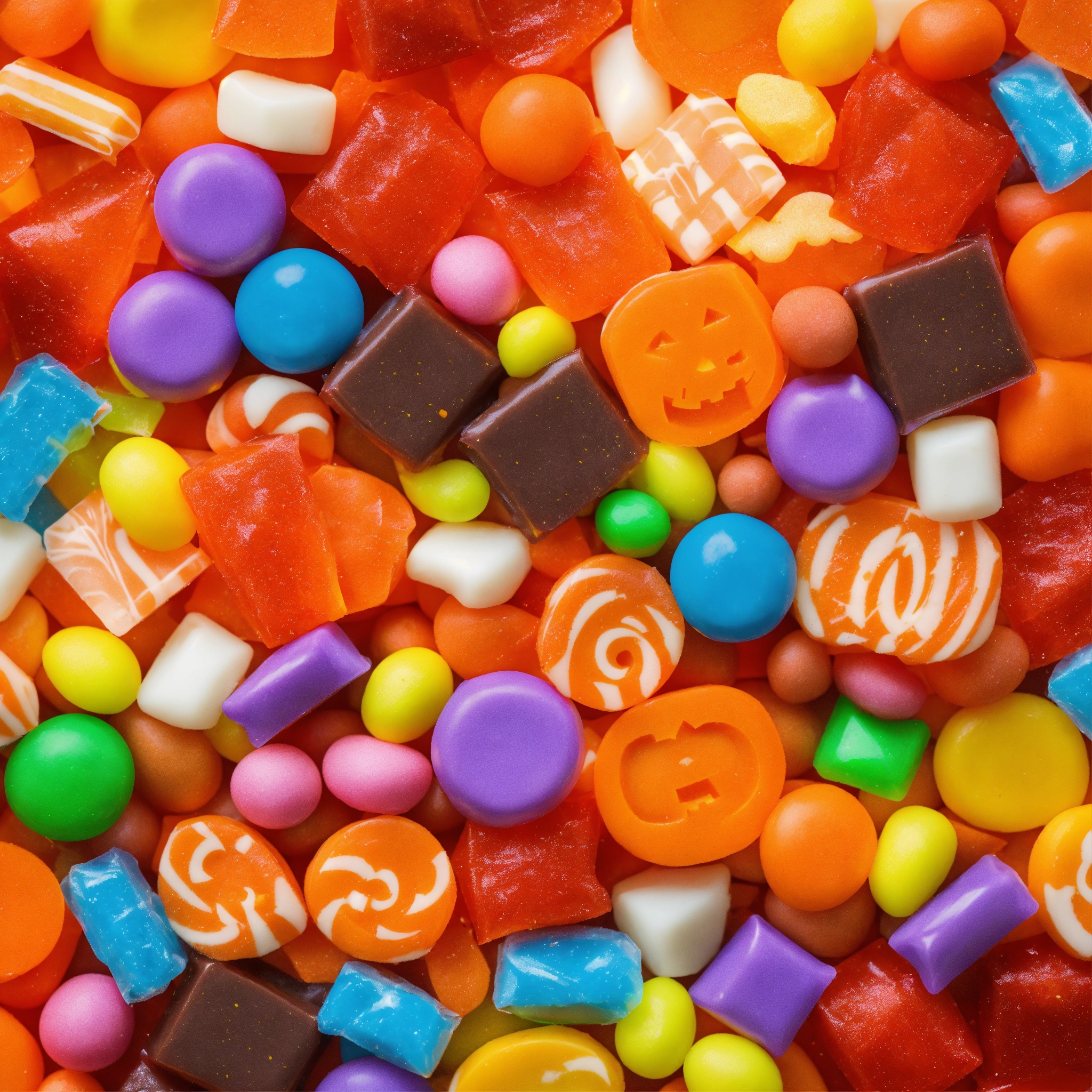 Lexica - A pile of a variety of Halloween candy, various colors ...