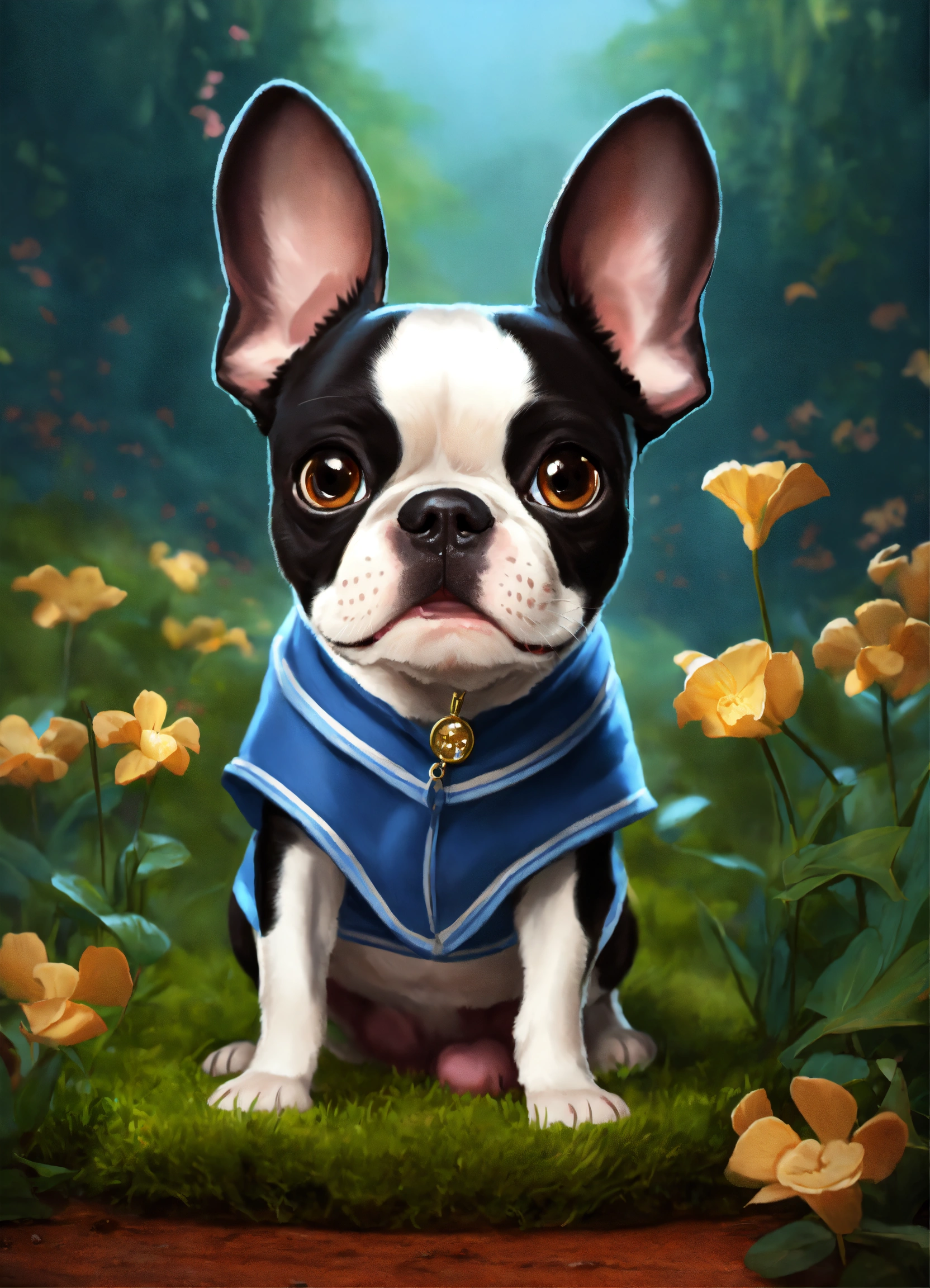 Lexica - A cute boston terrier dog as a disney movie character