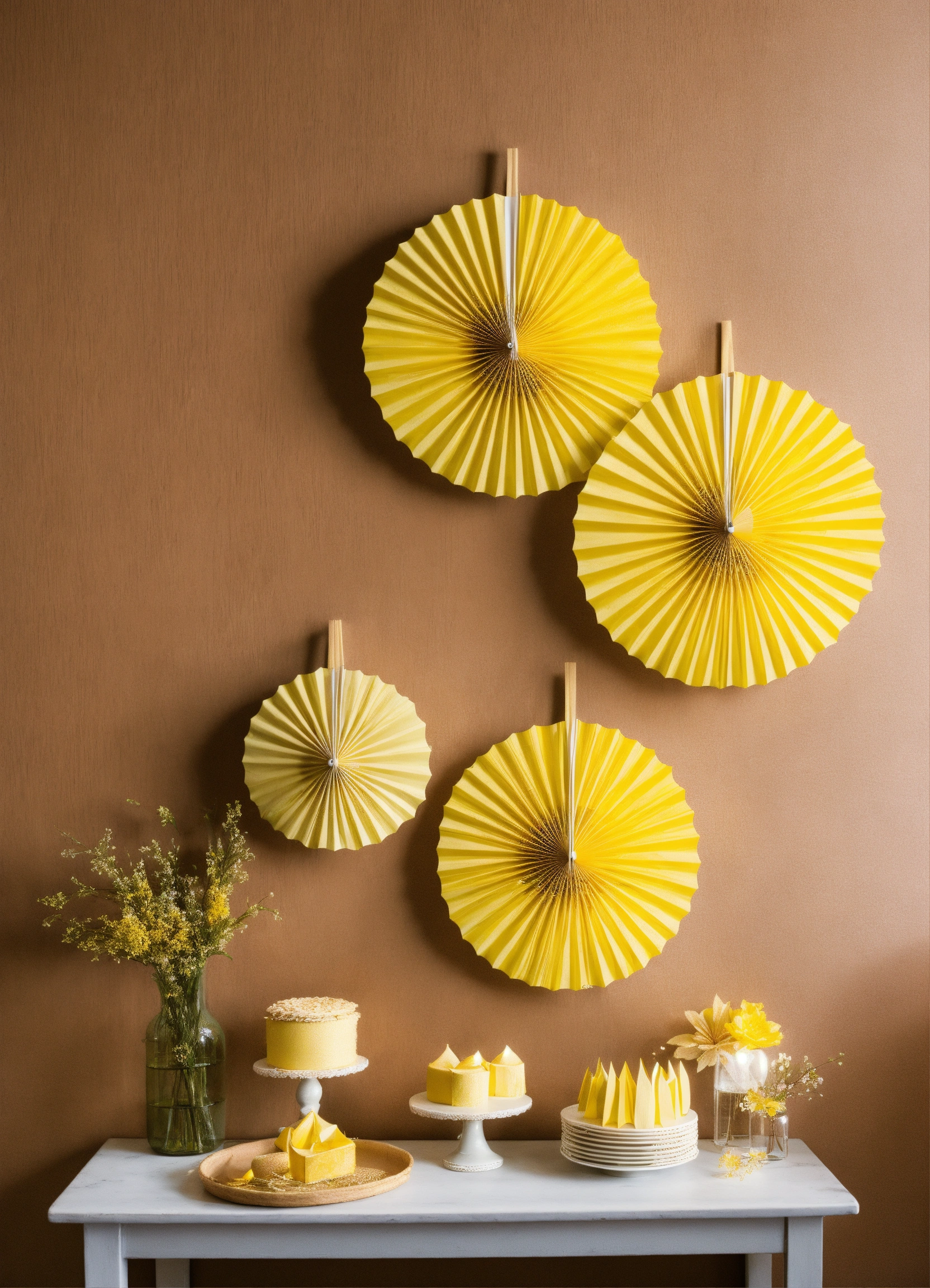 Lexica - Yellow pleated paper fans
