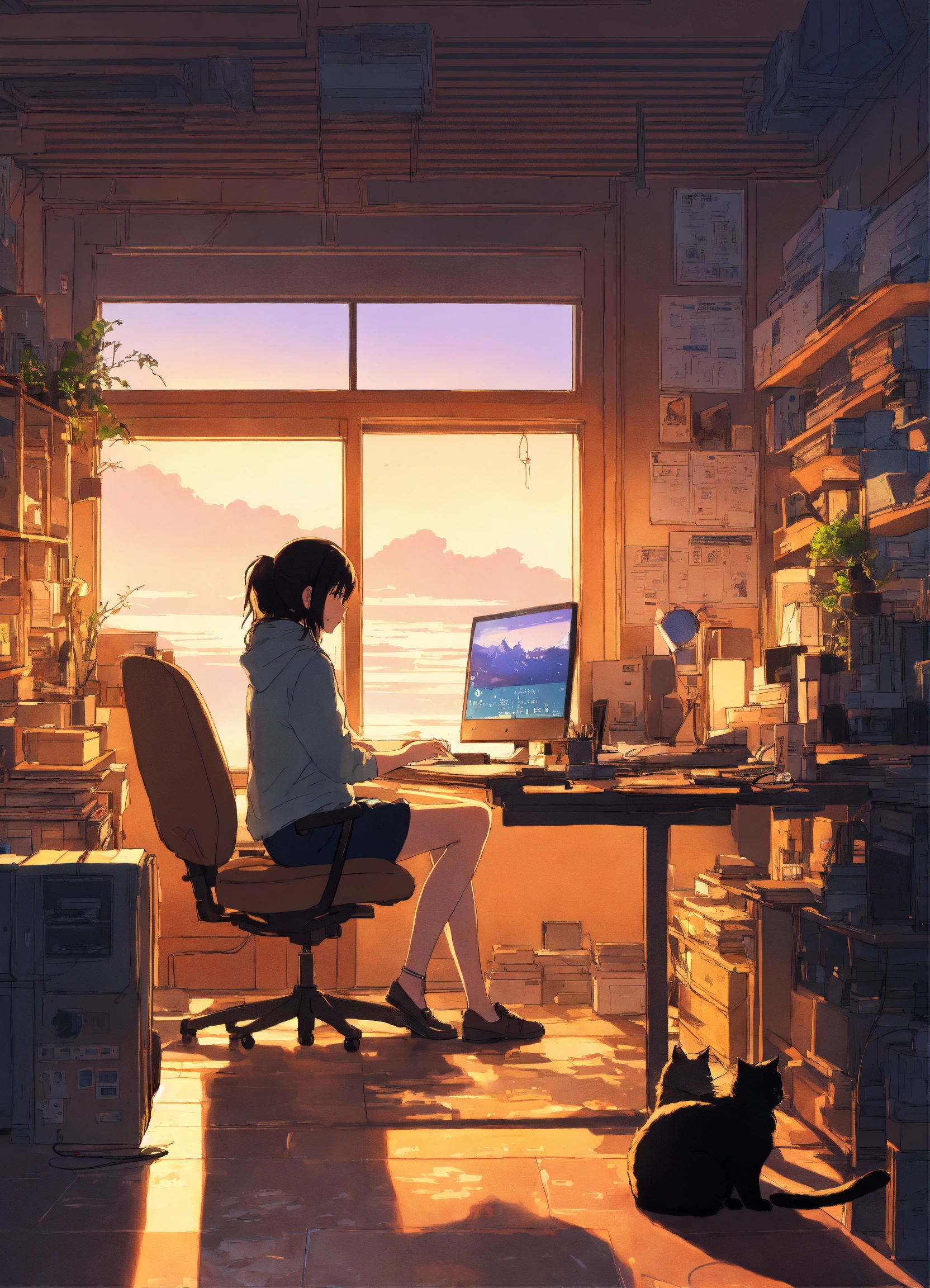 Lexica - Create a high resolution artwork of lofi ,Anime Girl is ...