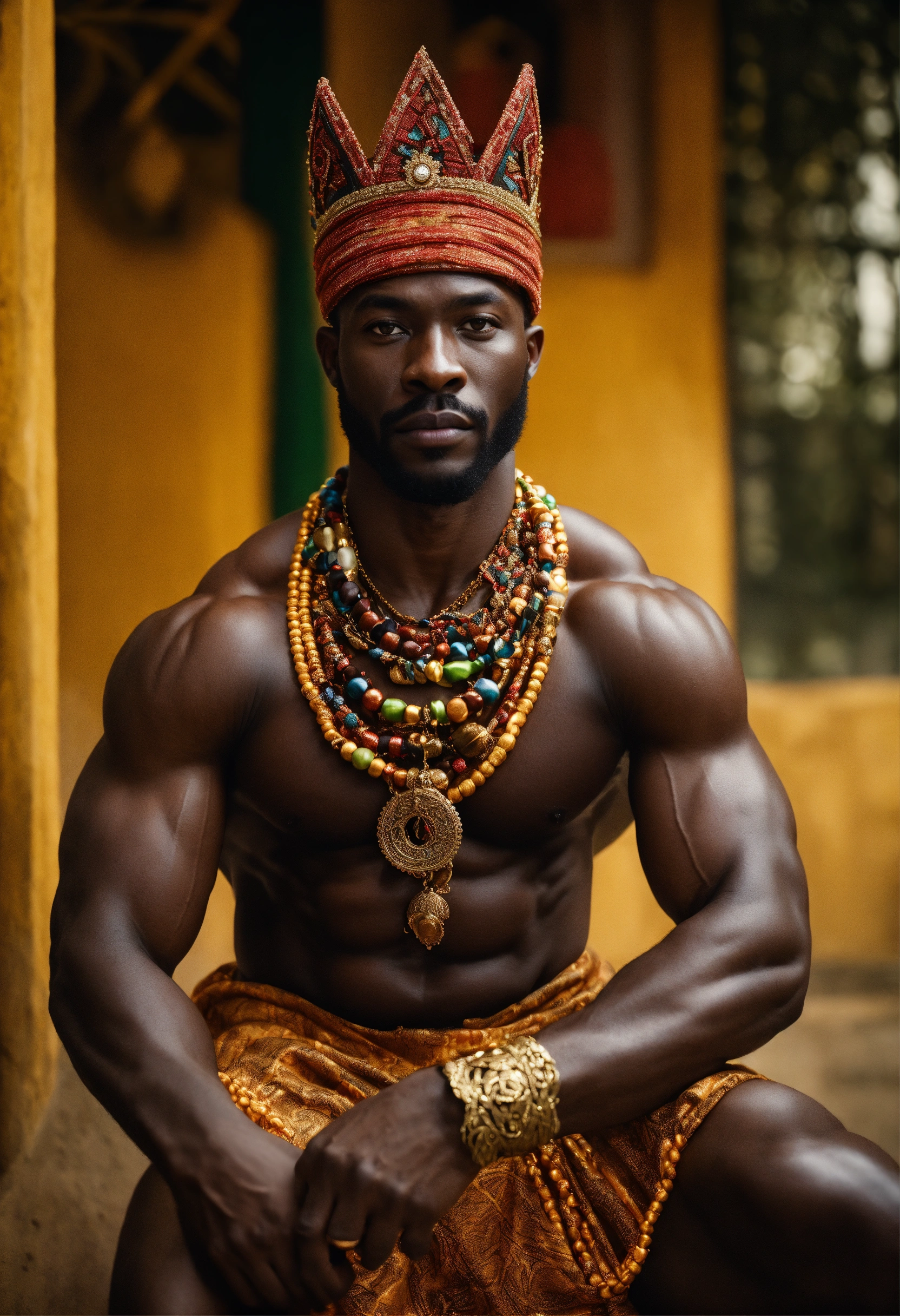 Lexica - Portrait of a stunningly beautiful middle age ghanaian king in ...