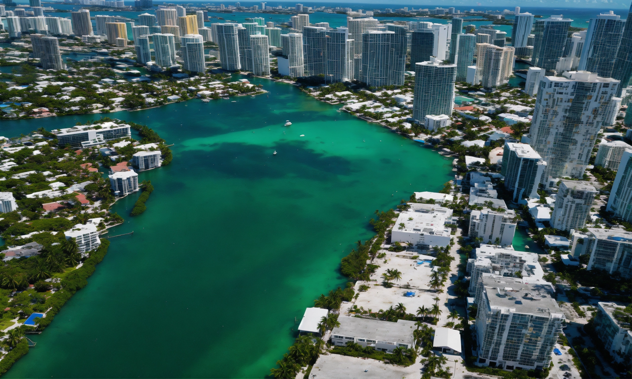 Lexica - Aerial view of brickell, Miami underwater