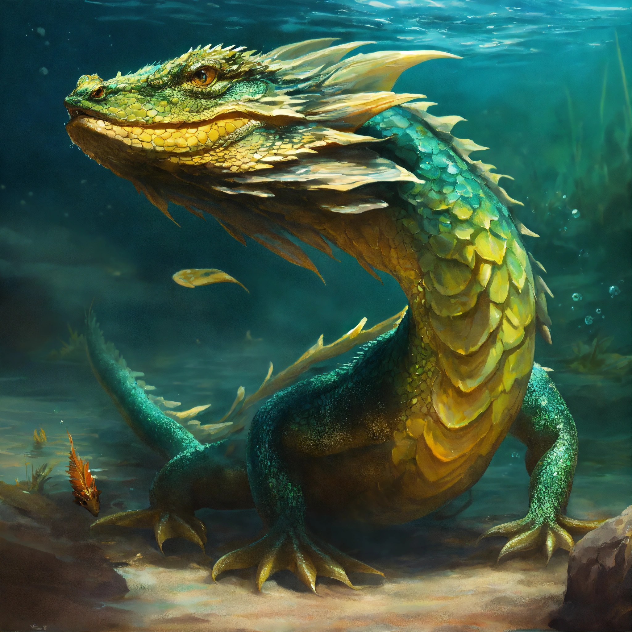 Lexica - Concept art of a water dragon, looks like an eel, no wings ...