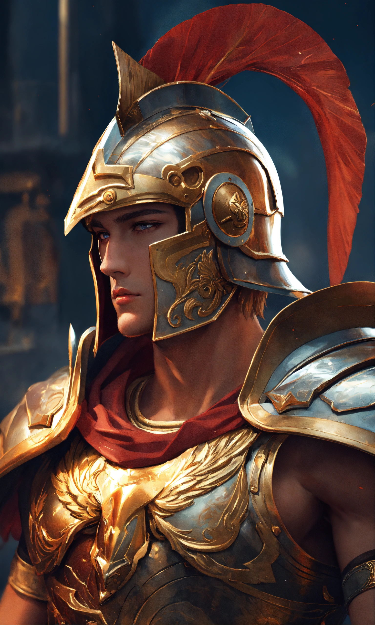 Lexica - Portrait of achilles, greek helm, armor, stunning beautiful ...