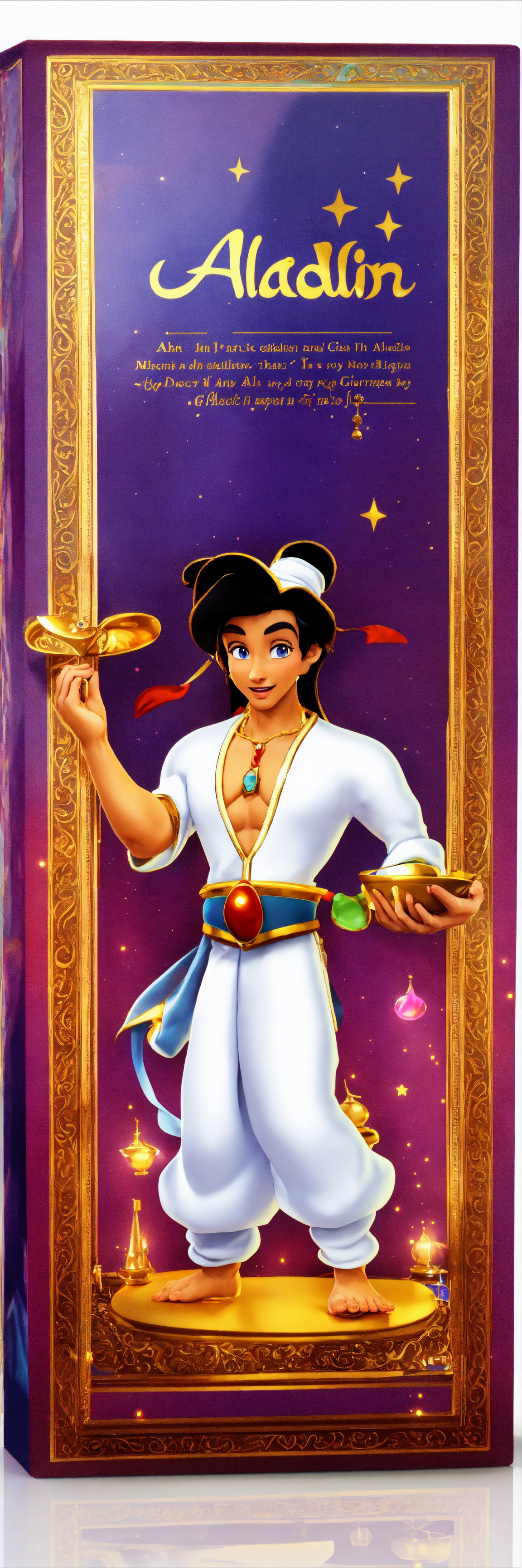 Lexica - 3d cartoon disney aladdin genie in white ḥaṭṭah holding in ...