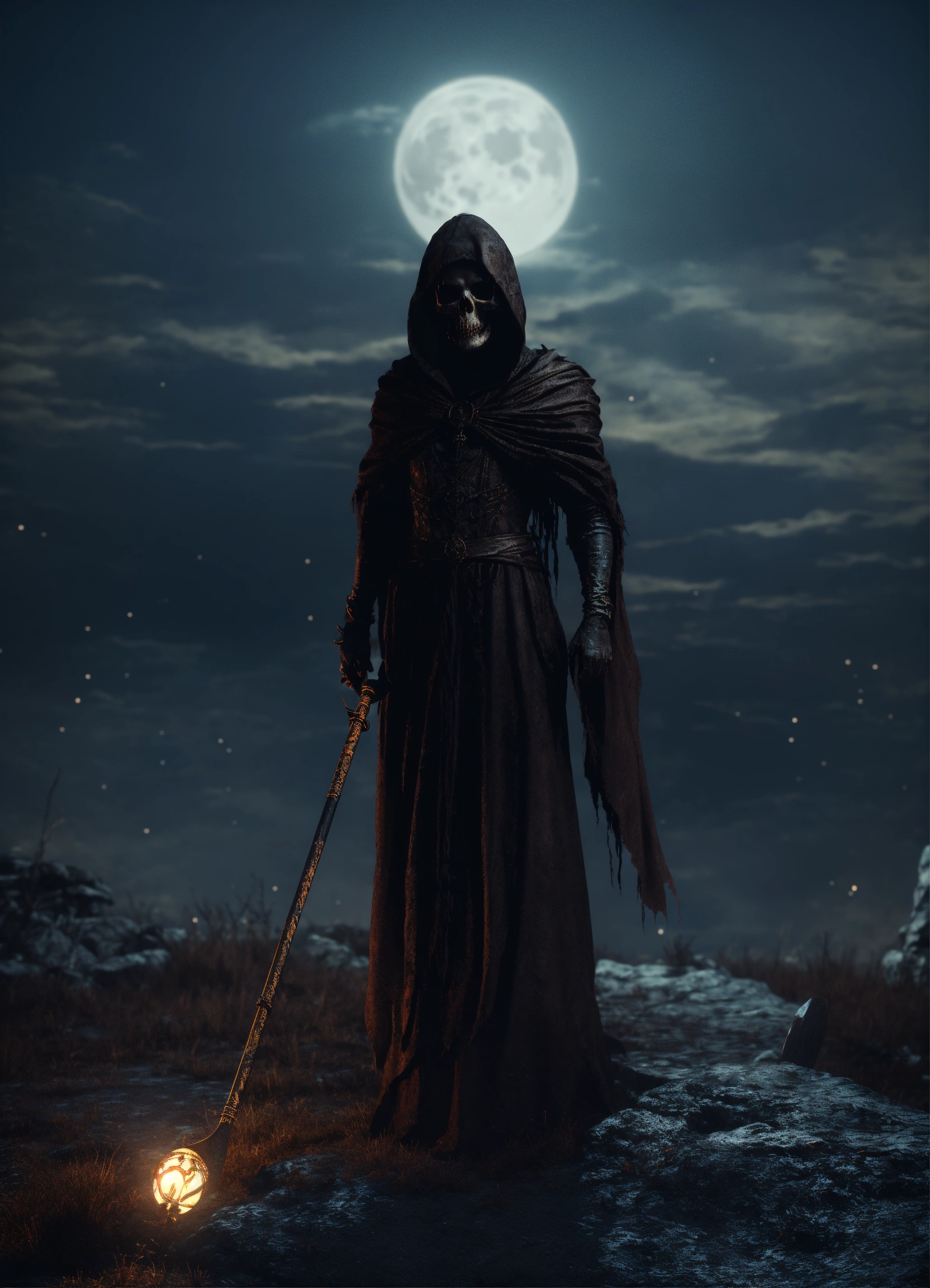 Lexica - "3D Render of Death Facing Forward, Clutching Its Scythe ...