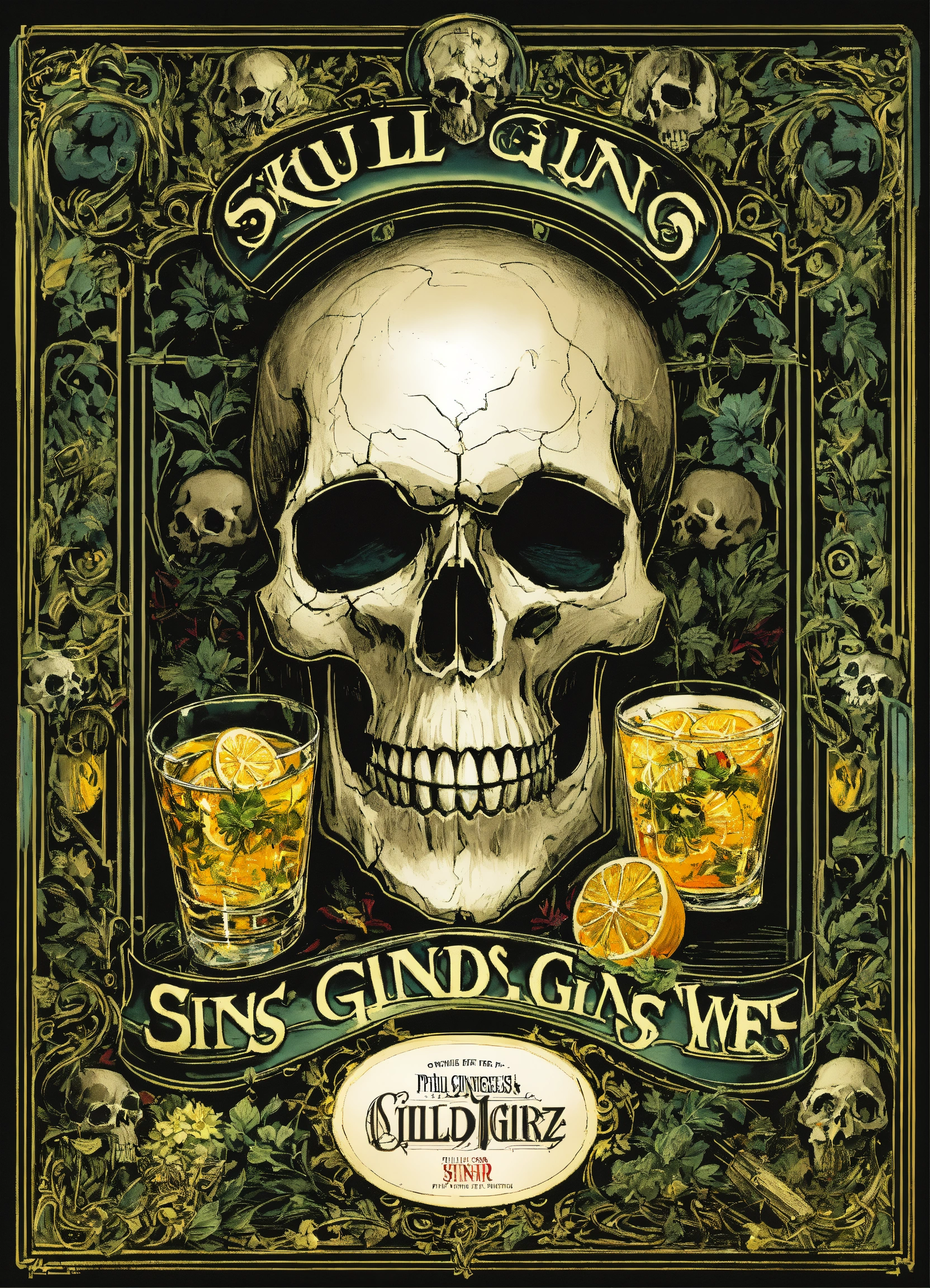 Lexica - Skull and gins Cross-Over, logo design by Philippe Caza
