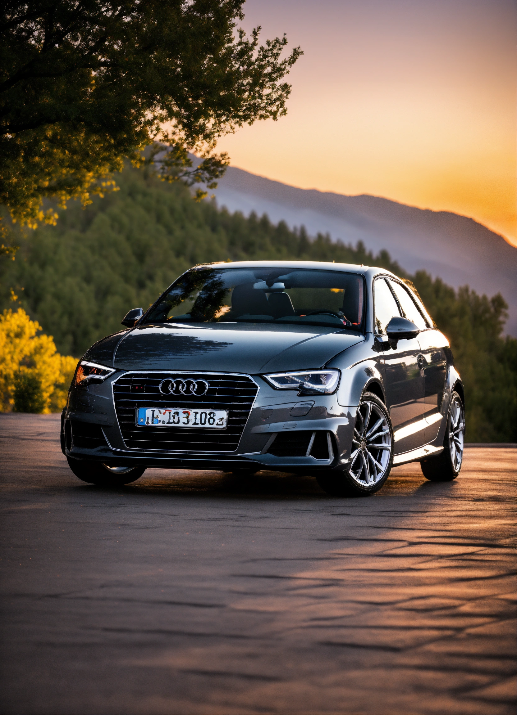 Lexica - Audi a3 8v nano gray colors in the mountains on a sunset ...