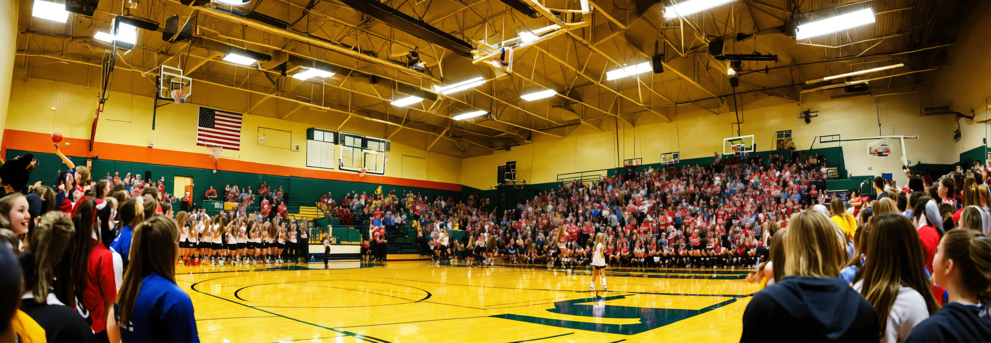 Lexica - A high school gym filled with an all-female crowd. It is a pep ...