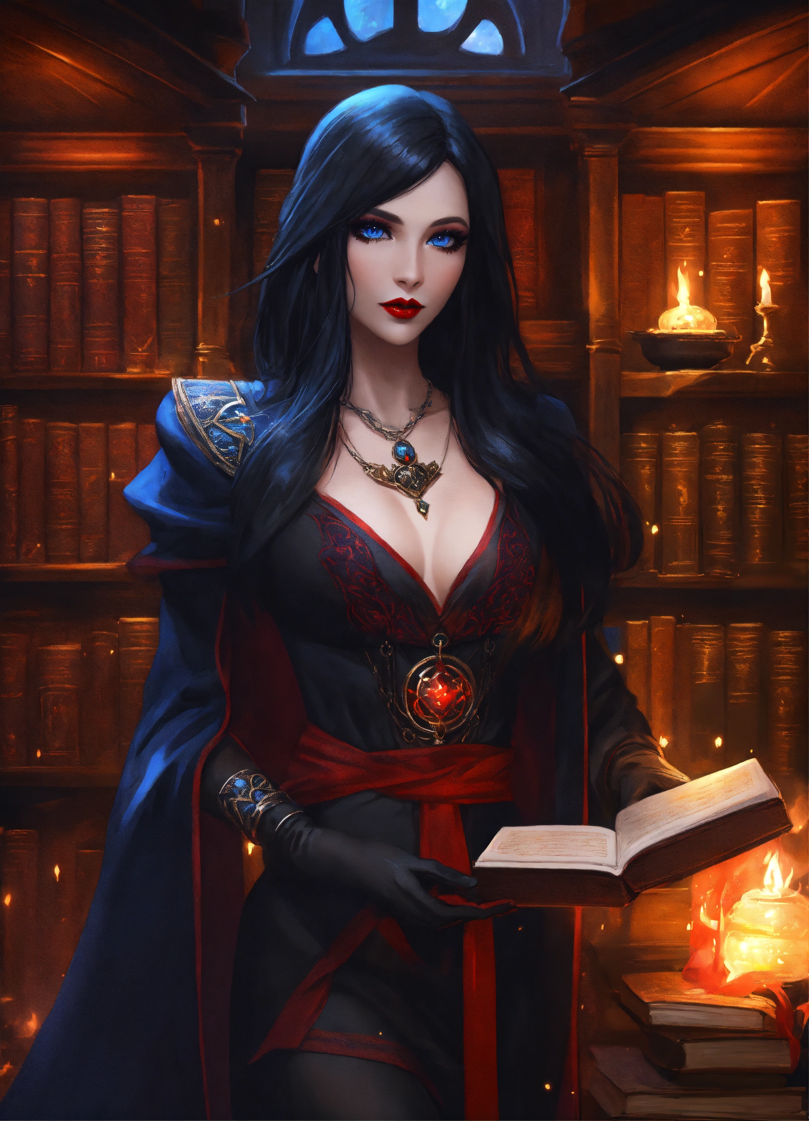 Lexica - 8k, fantasy art, arcane library background, enchantress, 5 ...