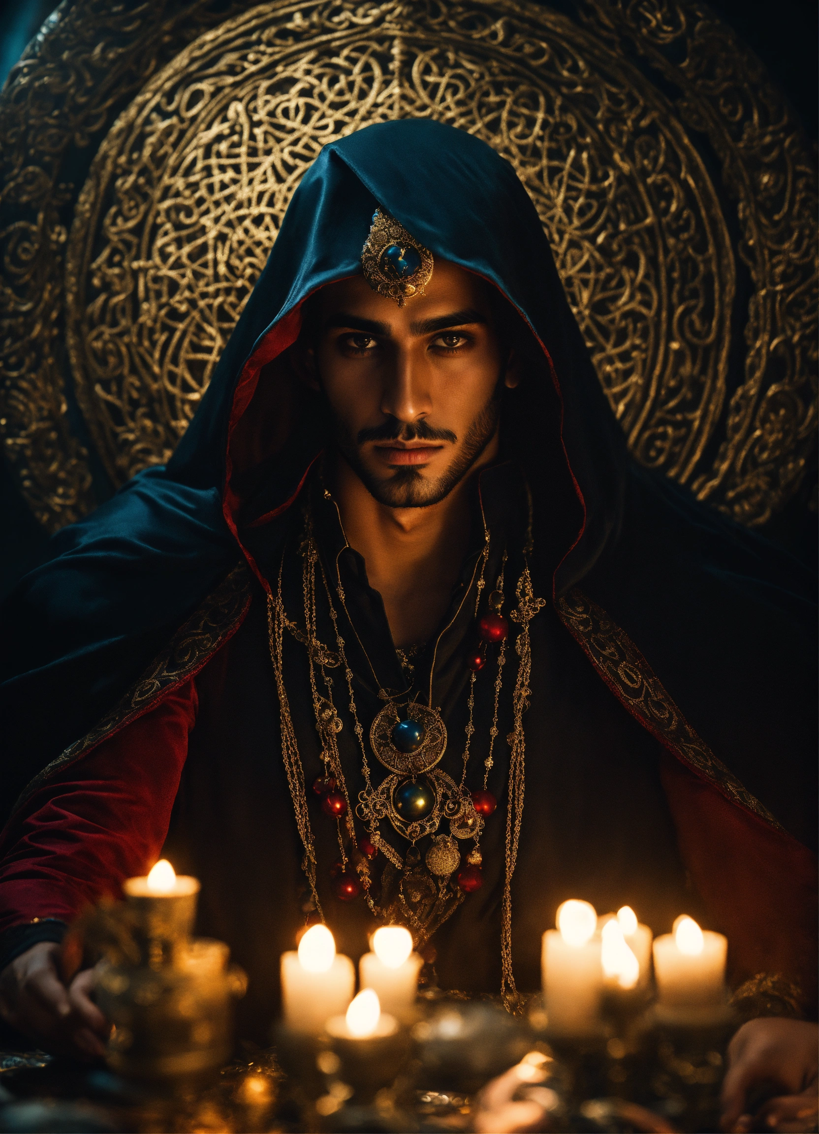 Lexica - Young handsome malevolent Arabic male sorcerer, dark, lavish ...