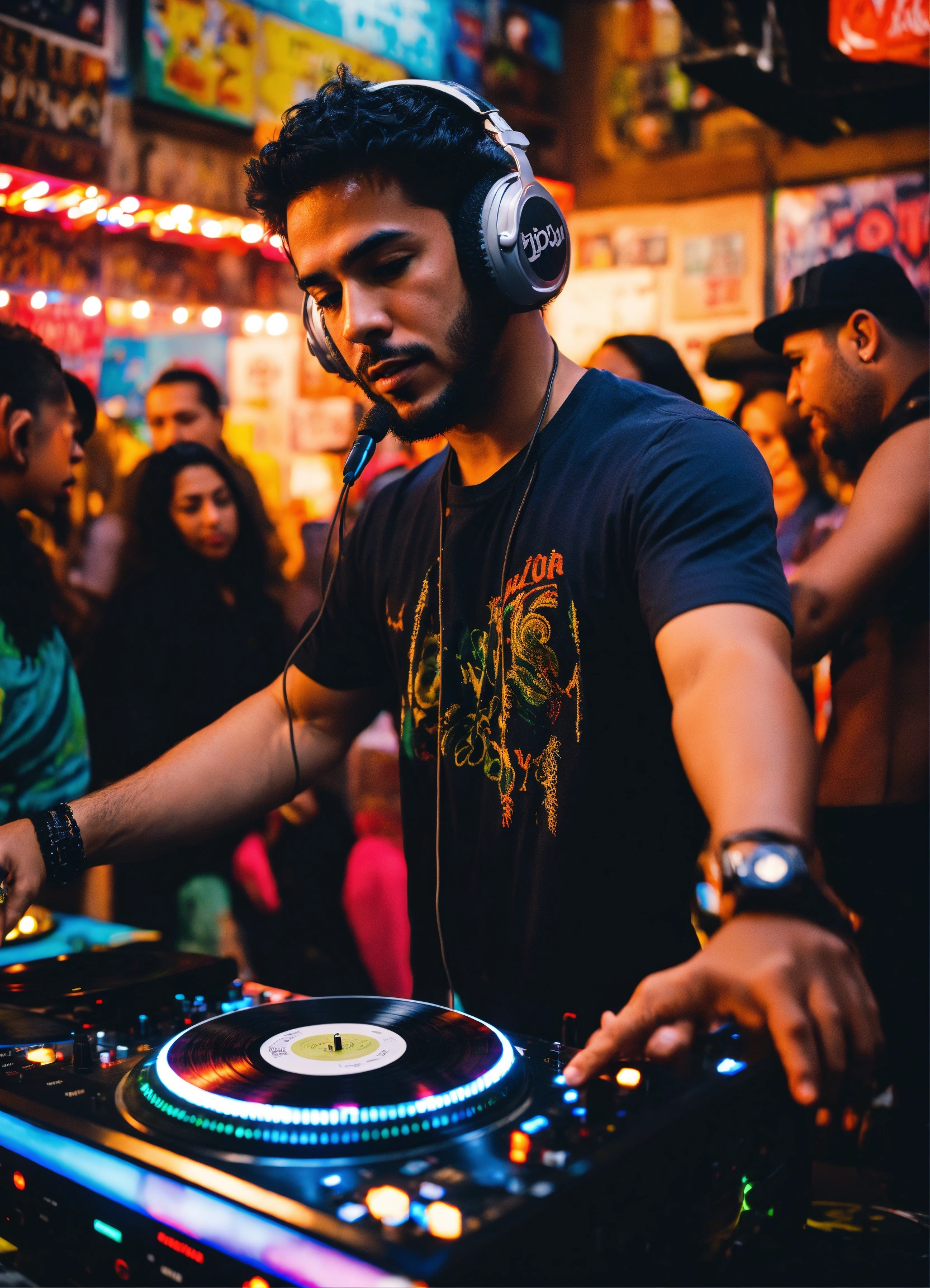 Lexica - A latino male DJ playing records at a bodega in Brooklyn New ...