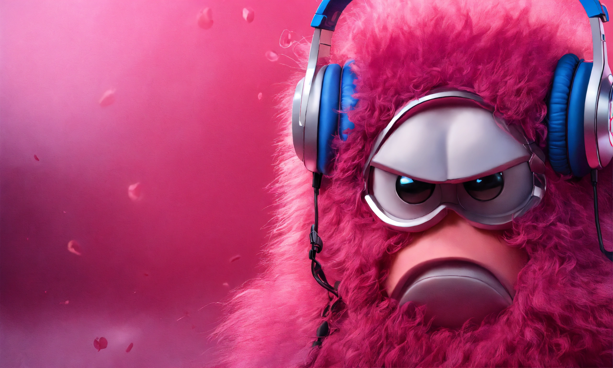 Lexica - Tear shaped pink hairy grimace character with hi tech ...