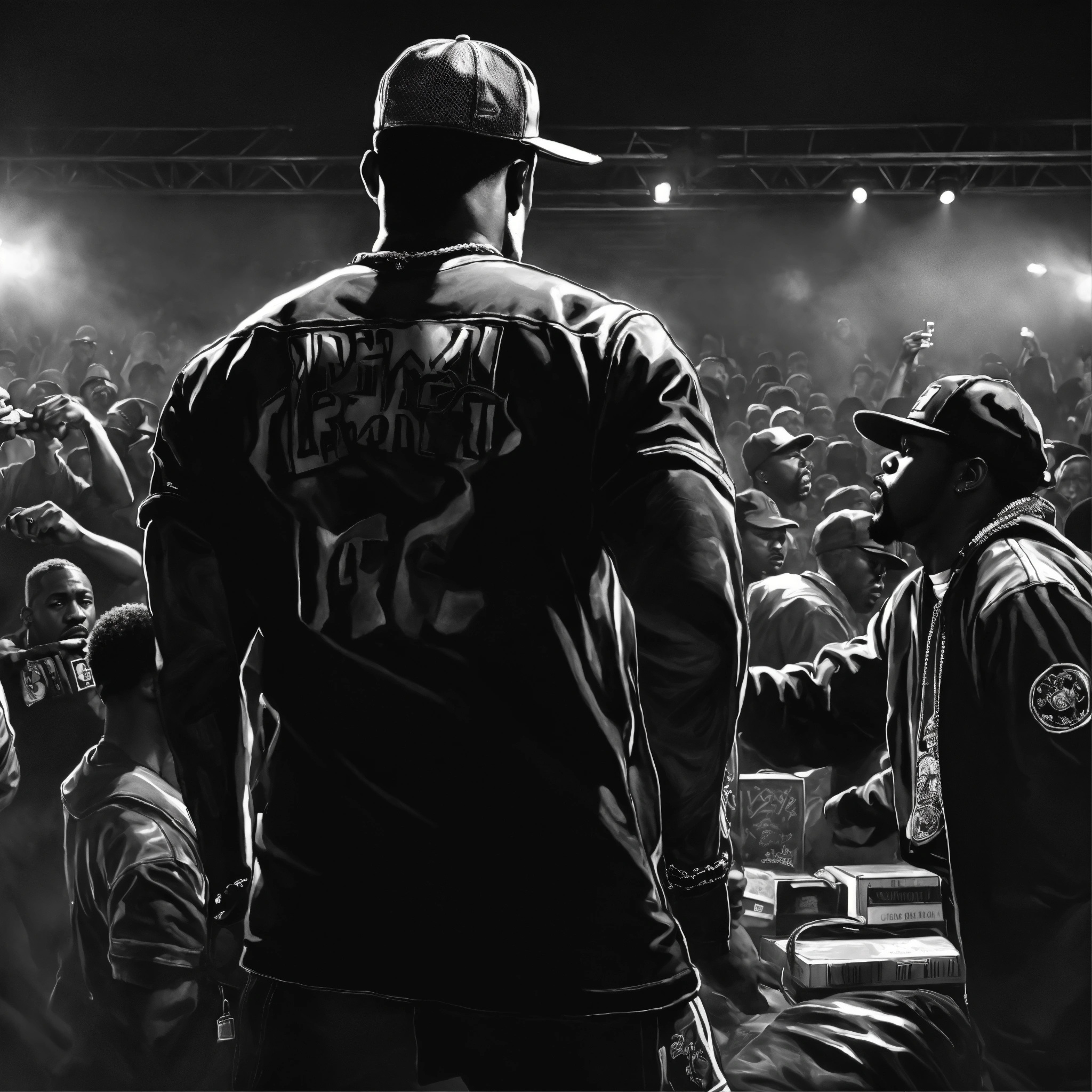 Lexica - Back view Pop art, hyperrealist portrait of black rapper "Eazy ...