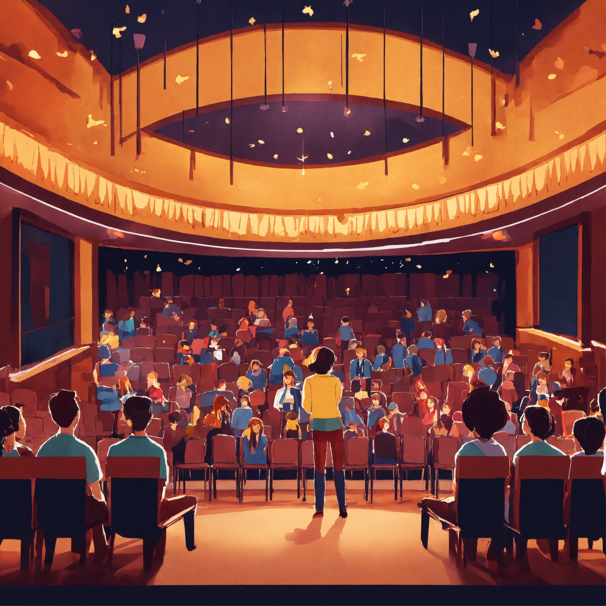 Lexica - Illustration of school theater performance with medium long ...