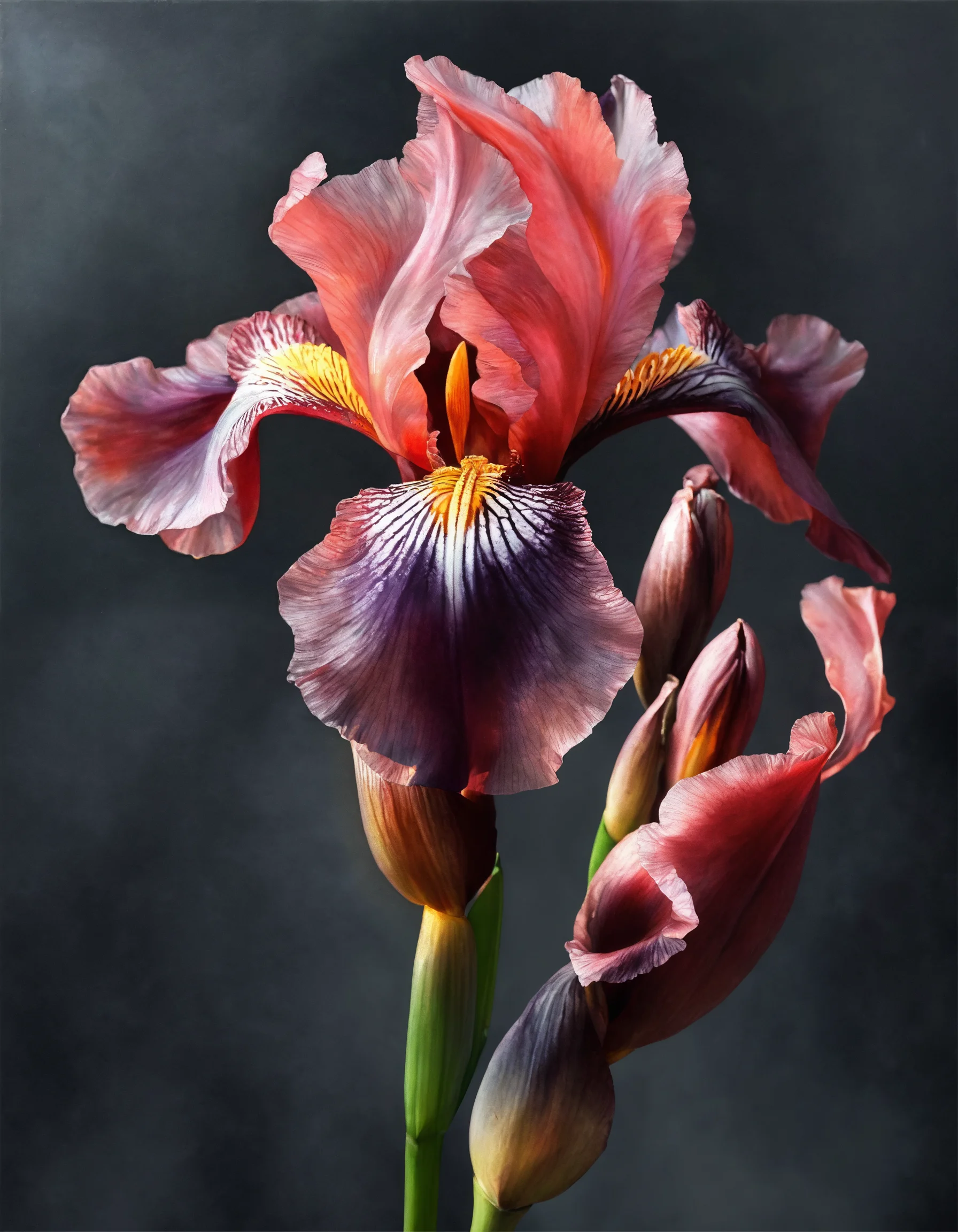 Lexica - Beautiful realistic light pastel crimson one iris on a dark ...