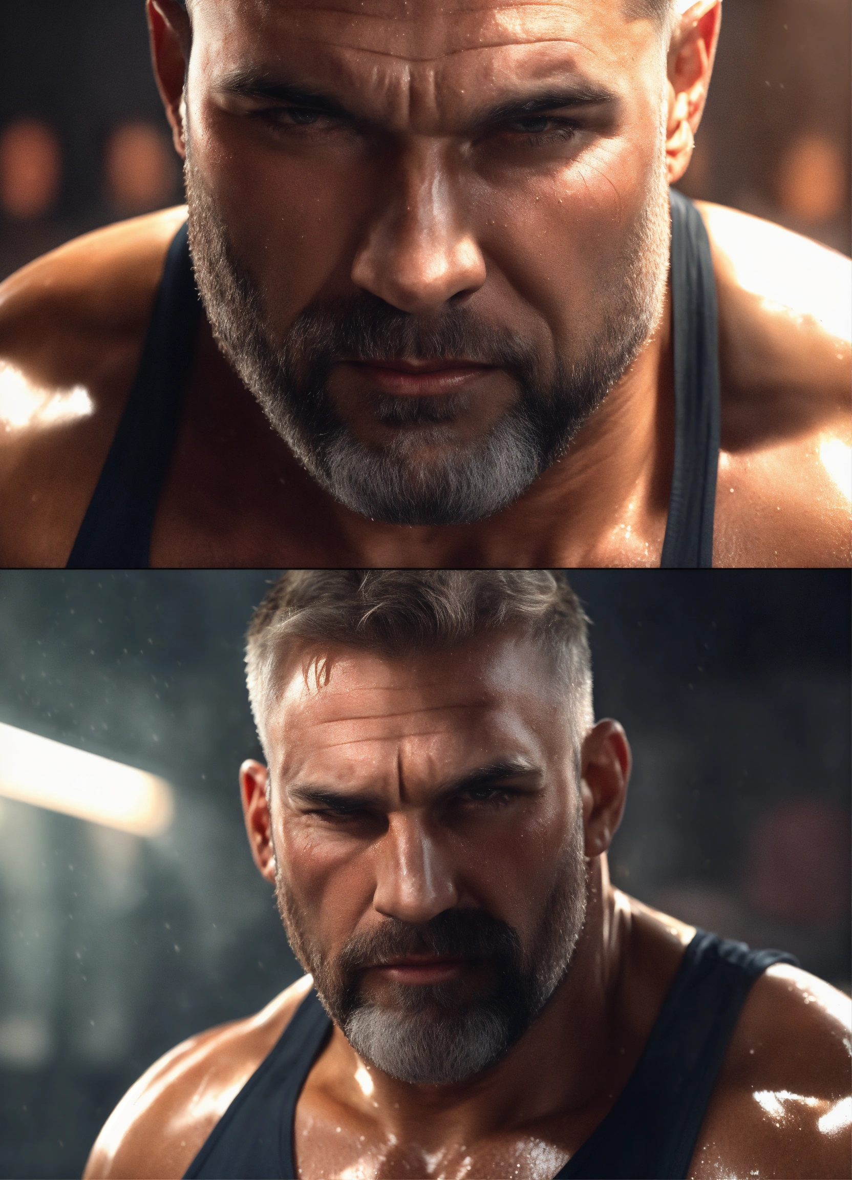 Lexica - Two older sweaty hunky heavyweight alpha men with broad and ...