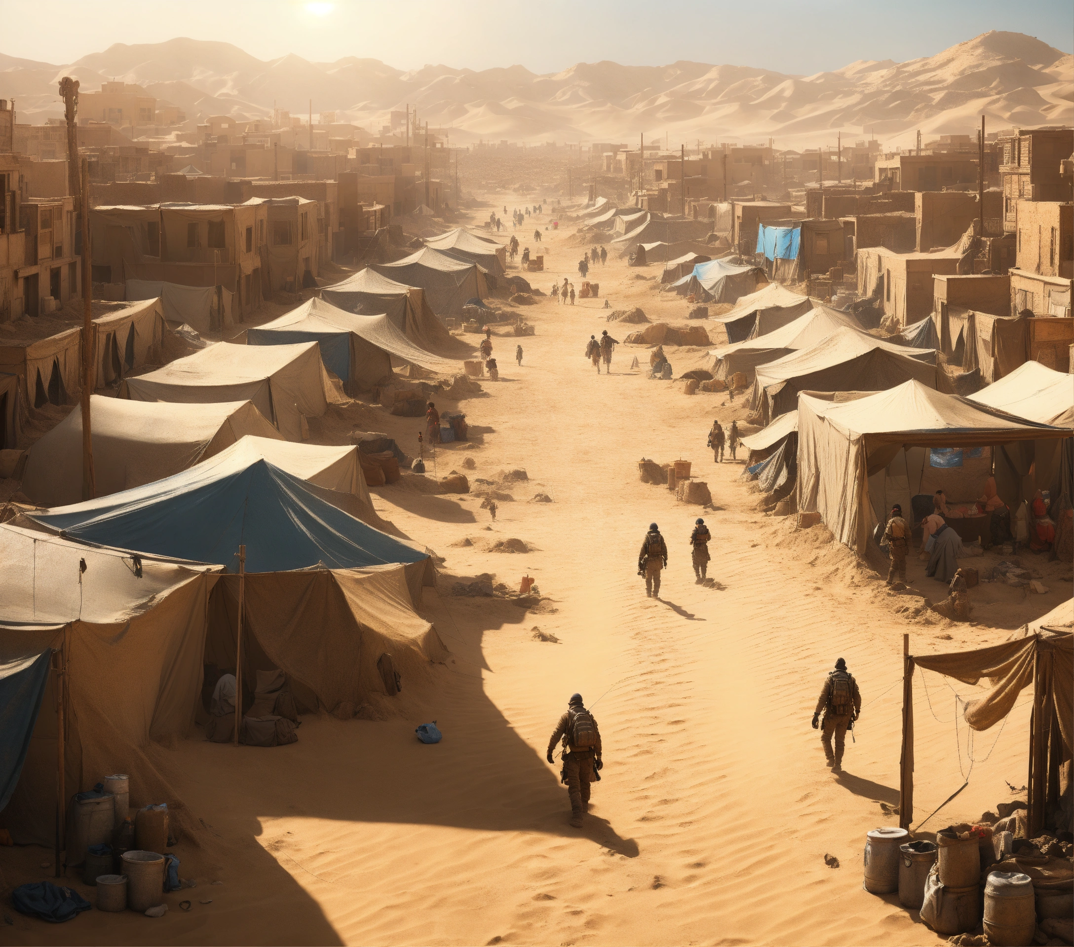 Lexica - A highly detailed of a very crowded city alley in a desert ...