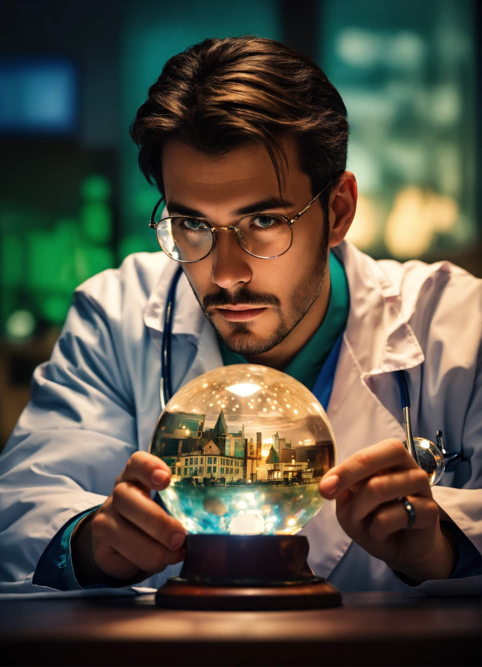 Lexica - A hyper-realistic photograph of a cool doctor looking through ...