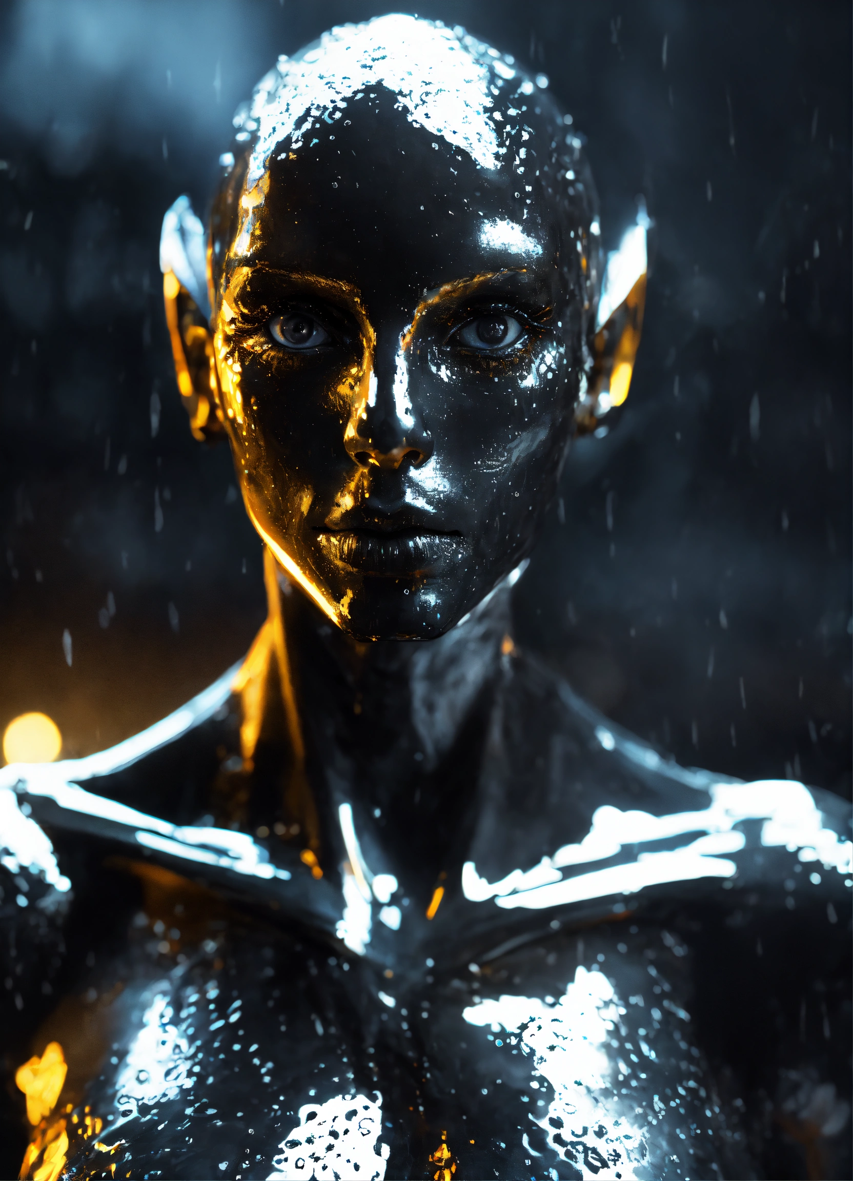 Lexica - The dark creature stares at the camera, in the style of liquid ...