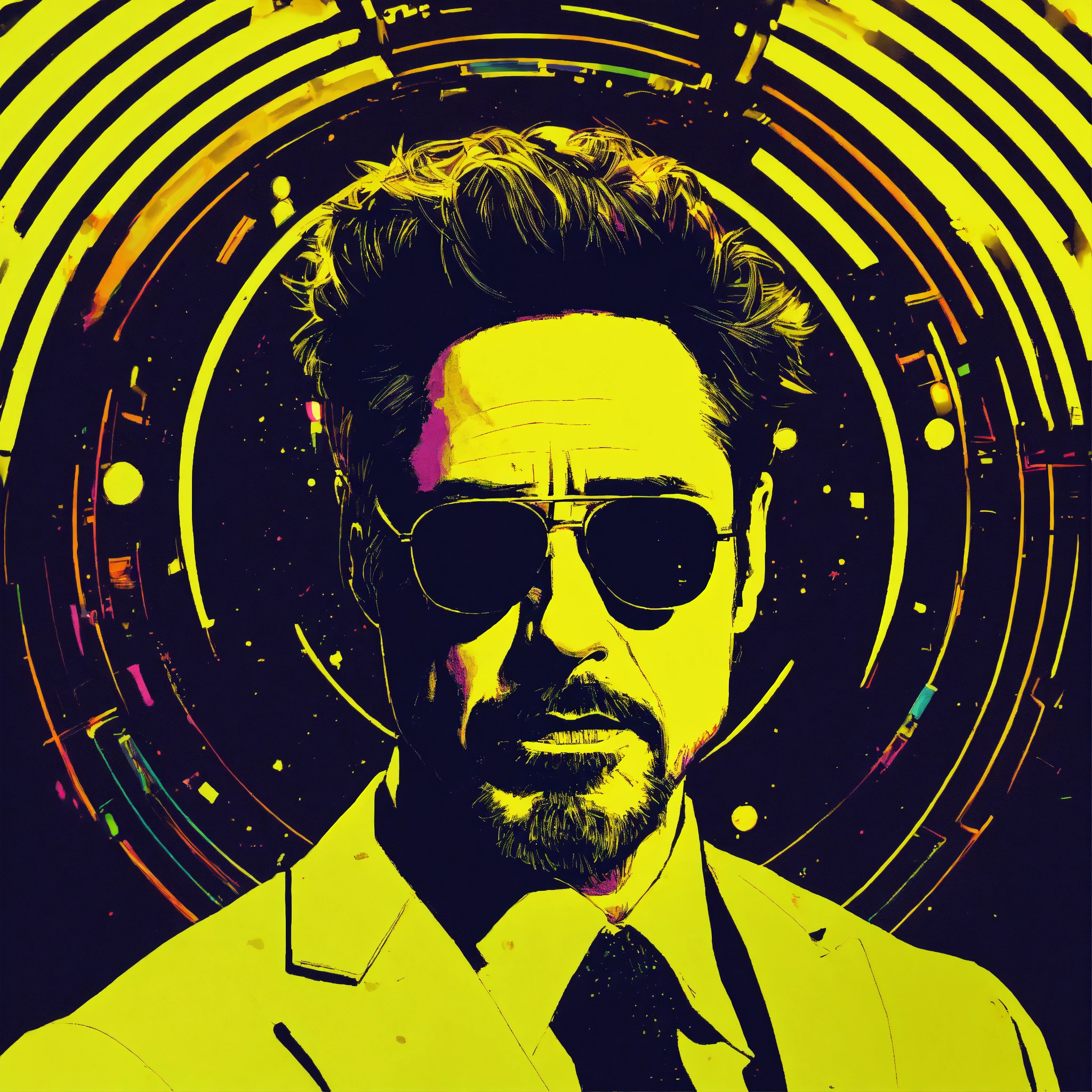 Lexica - Robert Downey Jr., illustration, 2d, deep space dark black and ...