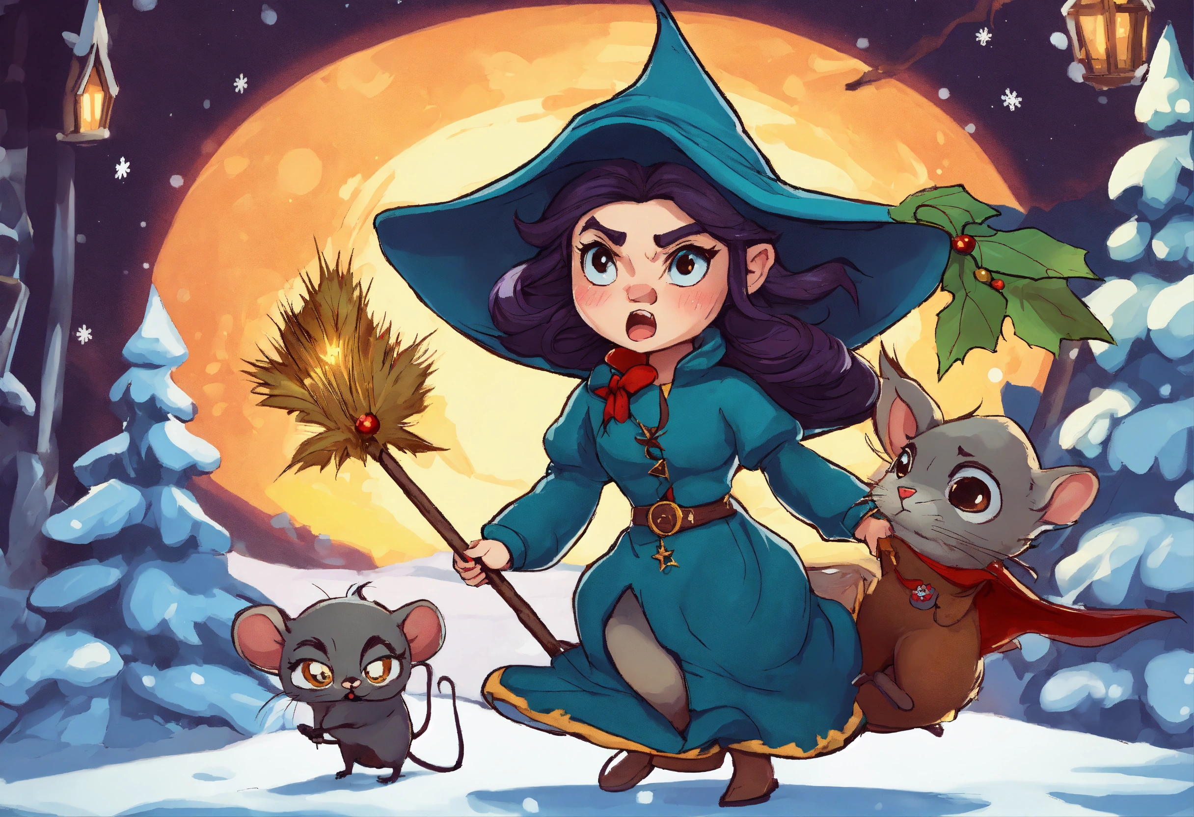 Lexica - Cartoon russian fairy taie style image angry witch with dark ...