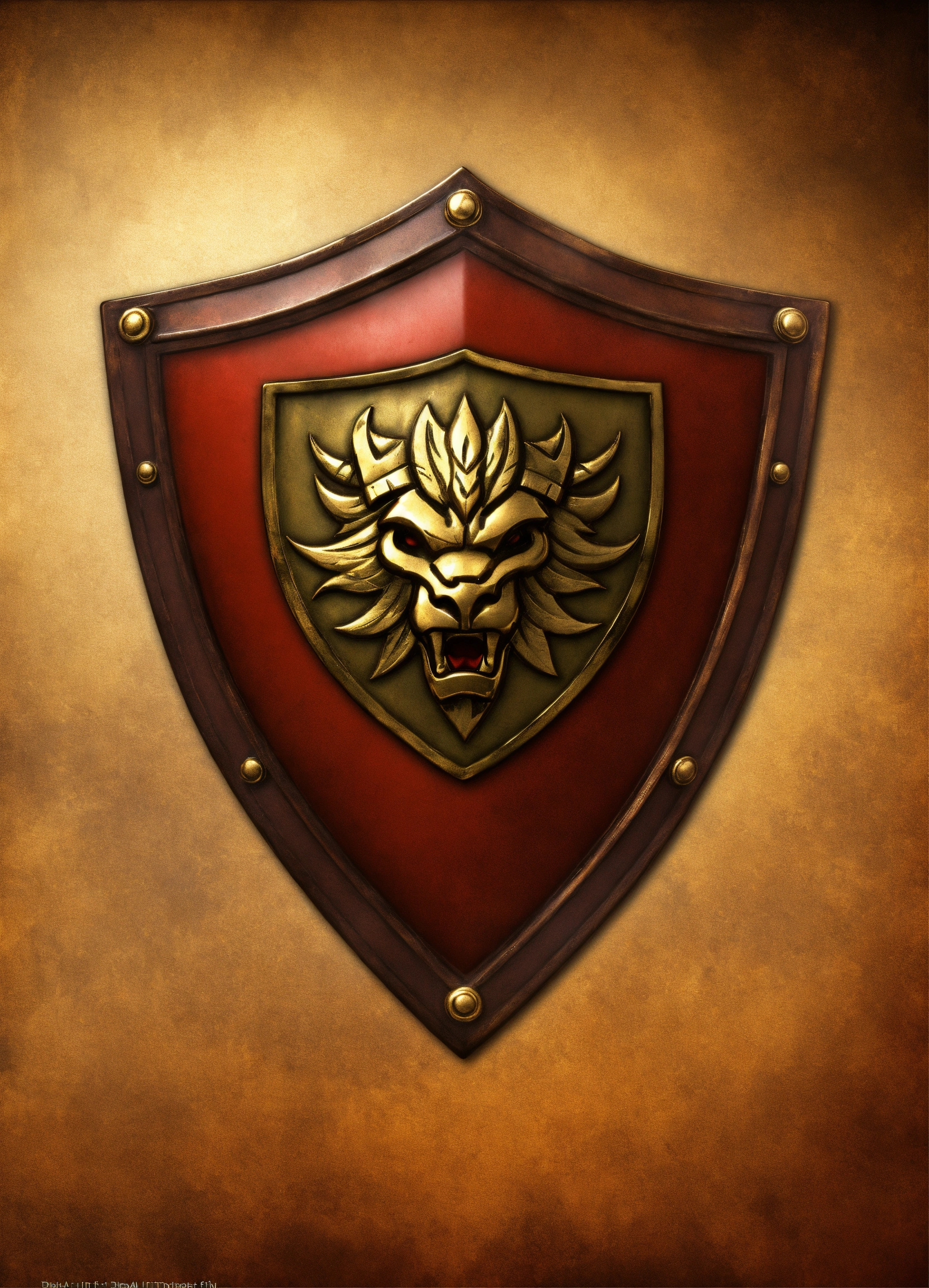 Lexica - A simple bronze round shield with heraldry that is fit for a ...