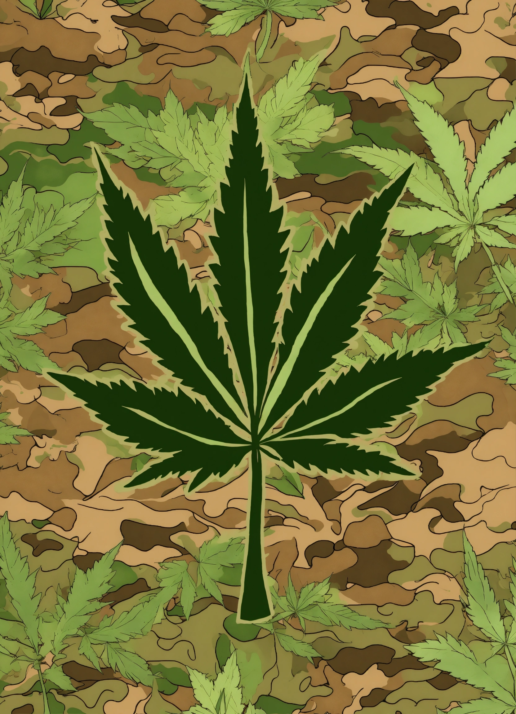 Lexica - Smoke, Marijuana, and tree camouflage pattern greens and browns