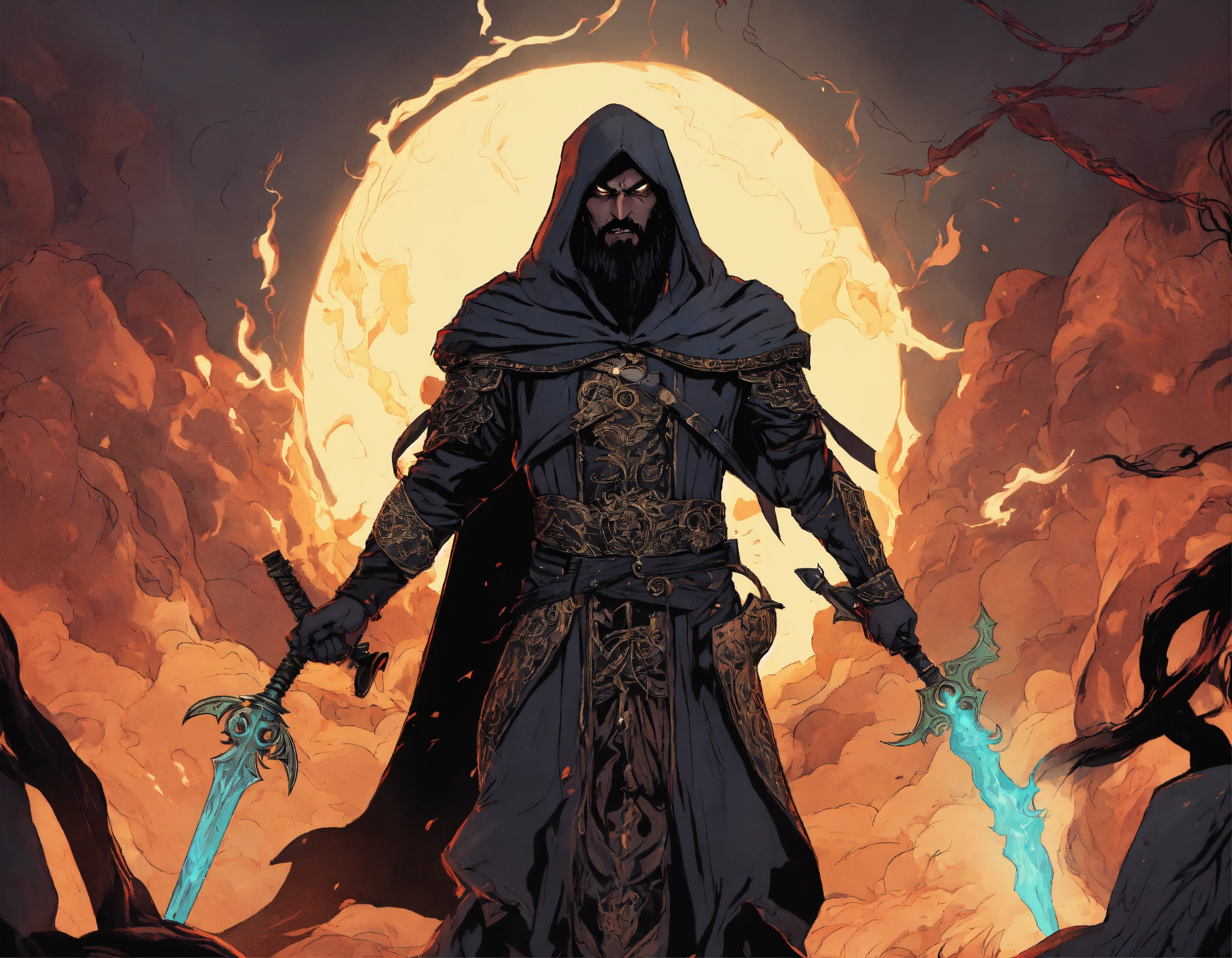 Lexica - A persian necromancer, enraged, shrouded in dark magic ...