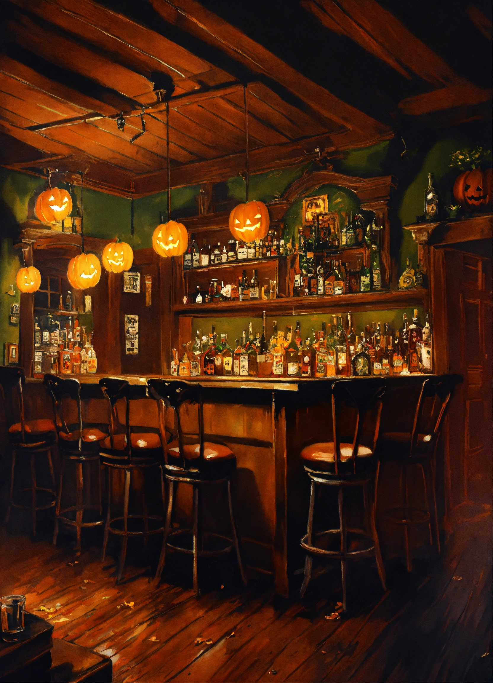 Lexica - Painting of a haunted bar during halloween. creep, spooky ...